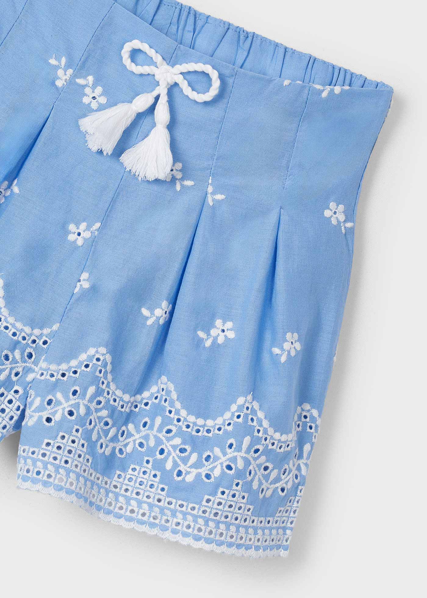 Girls embroidered shorts Indigo | Mayoral