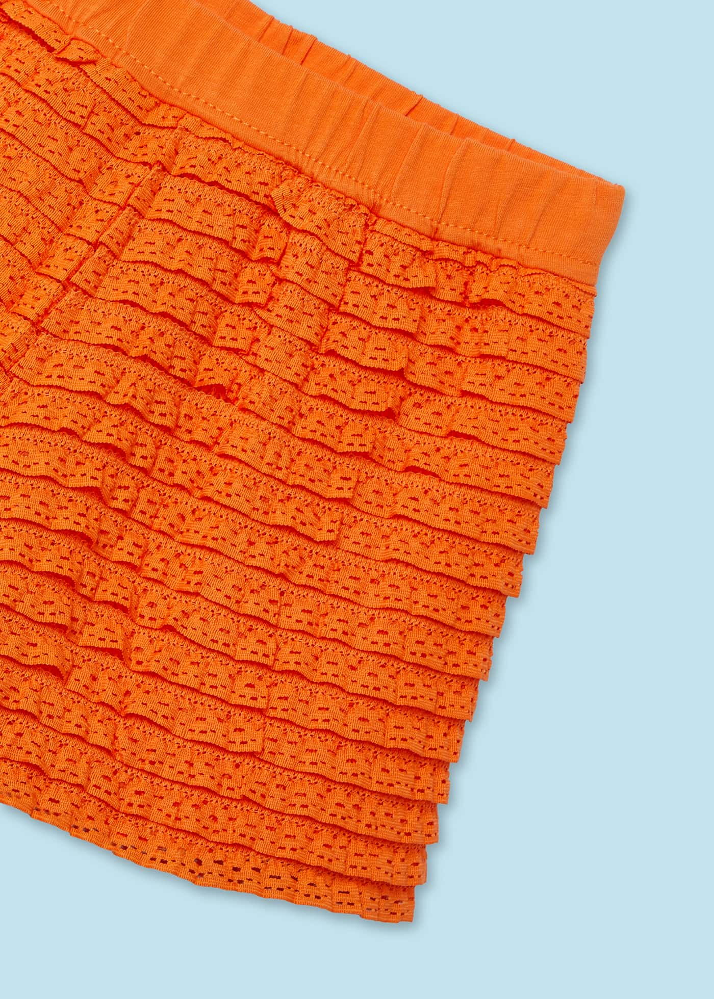 Girls 2-piece ruffled shorts set Orange | Mayoral