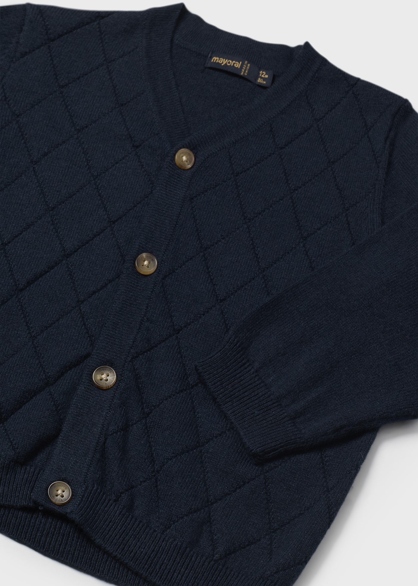Knit cardigan rhombus design for baby Navy blue | Mayoral