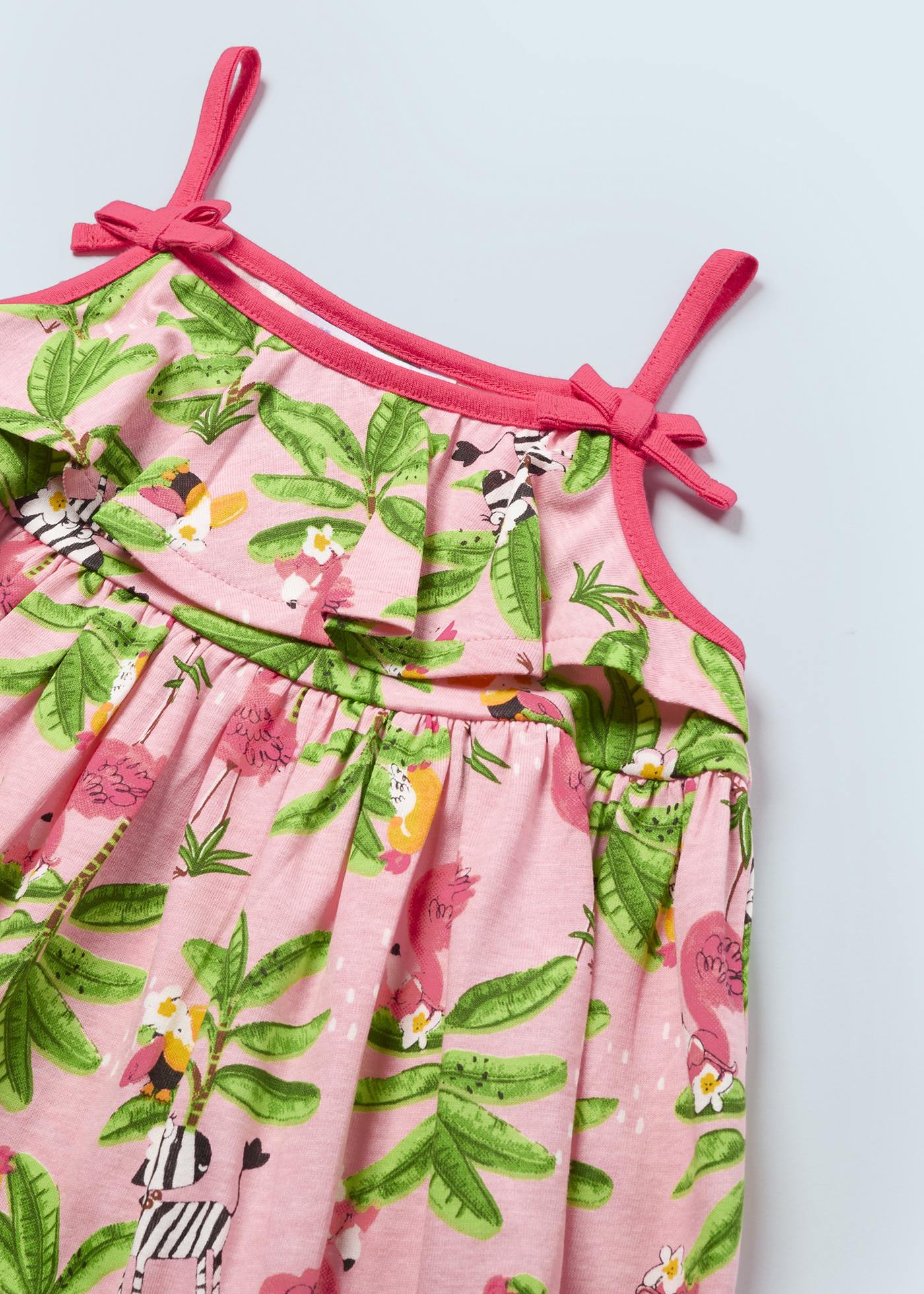 Vestito stampa tropicale cotone sostenibile neonata Flamingo | Mayoral