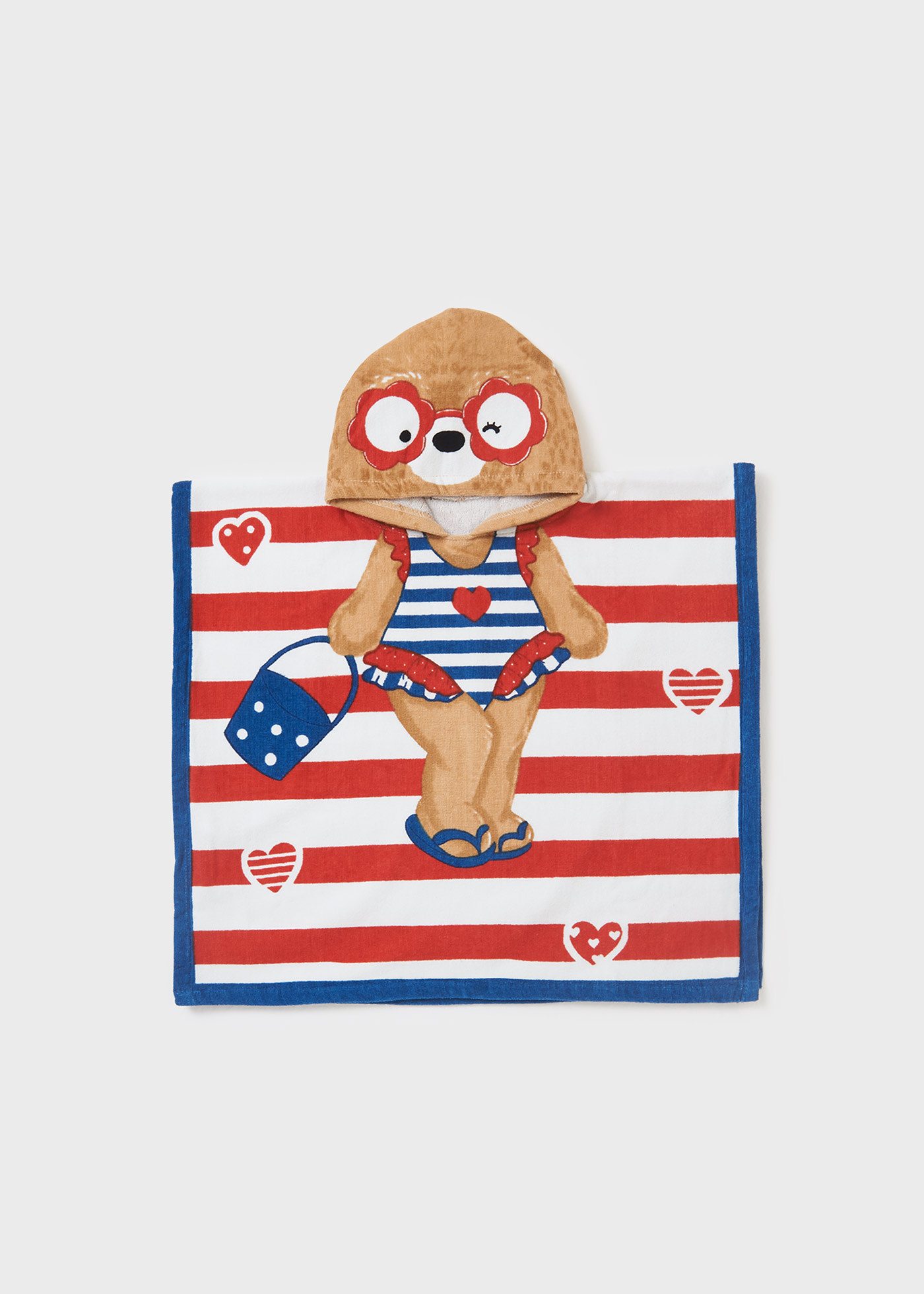 Toalla poncho con capucha de algodón sostenible para bebé Rojo | Mayoral