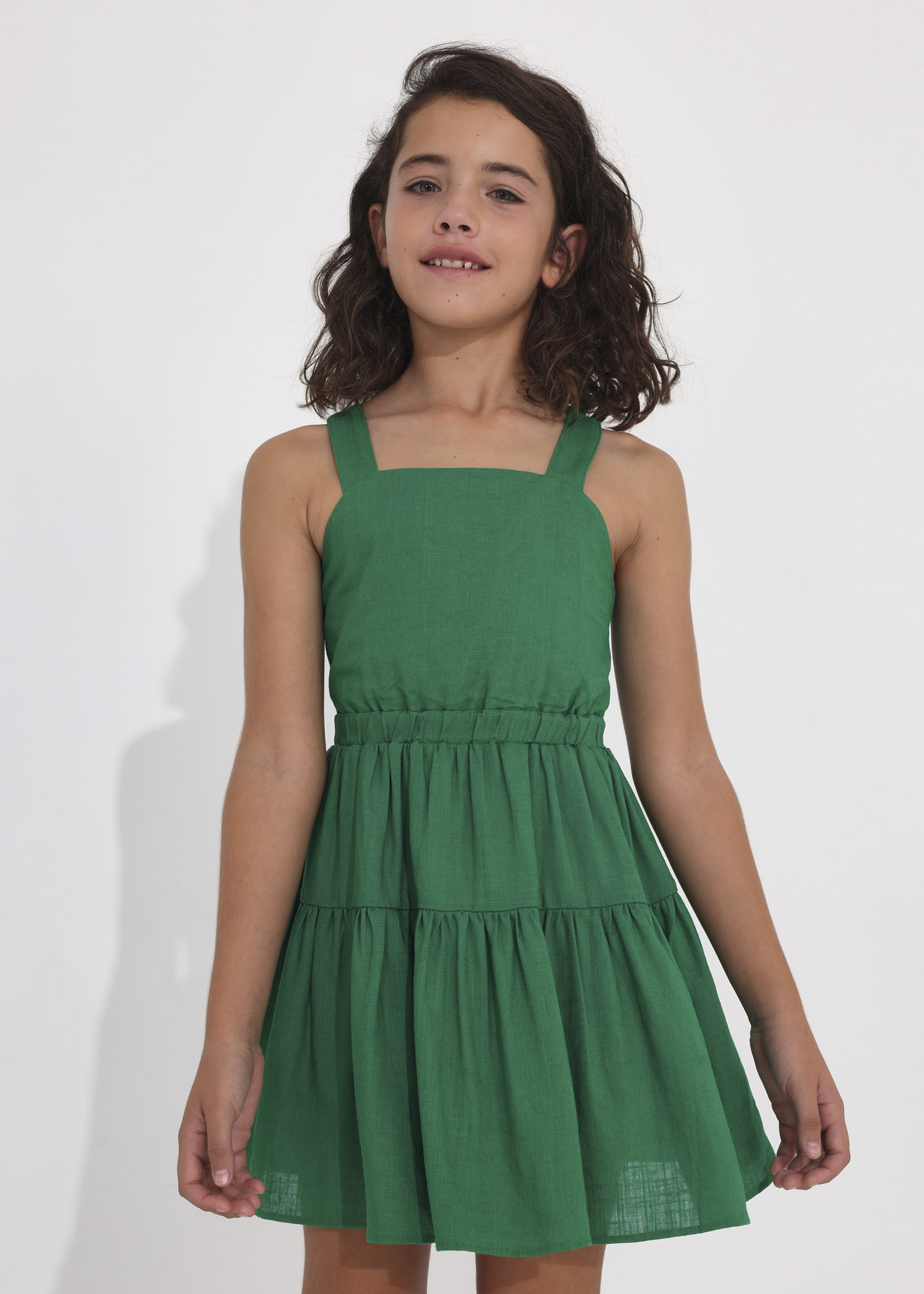 Robe en lin pour fille Emeraude | Mayoral