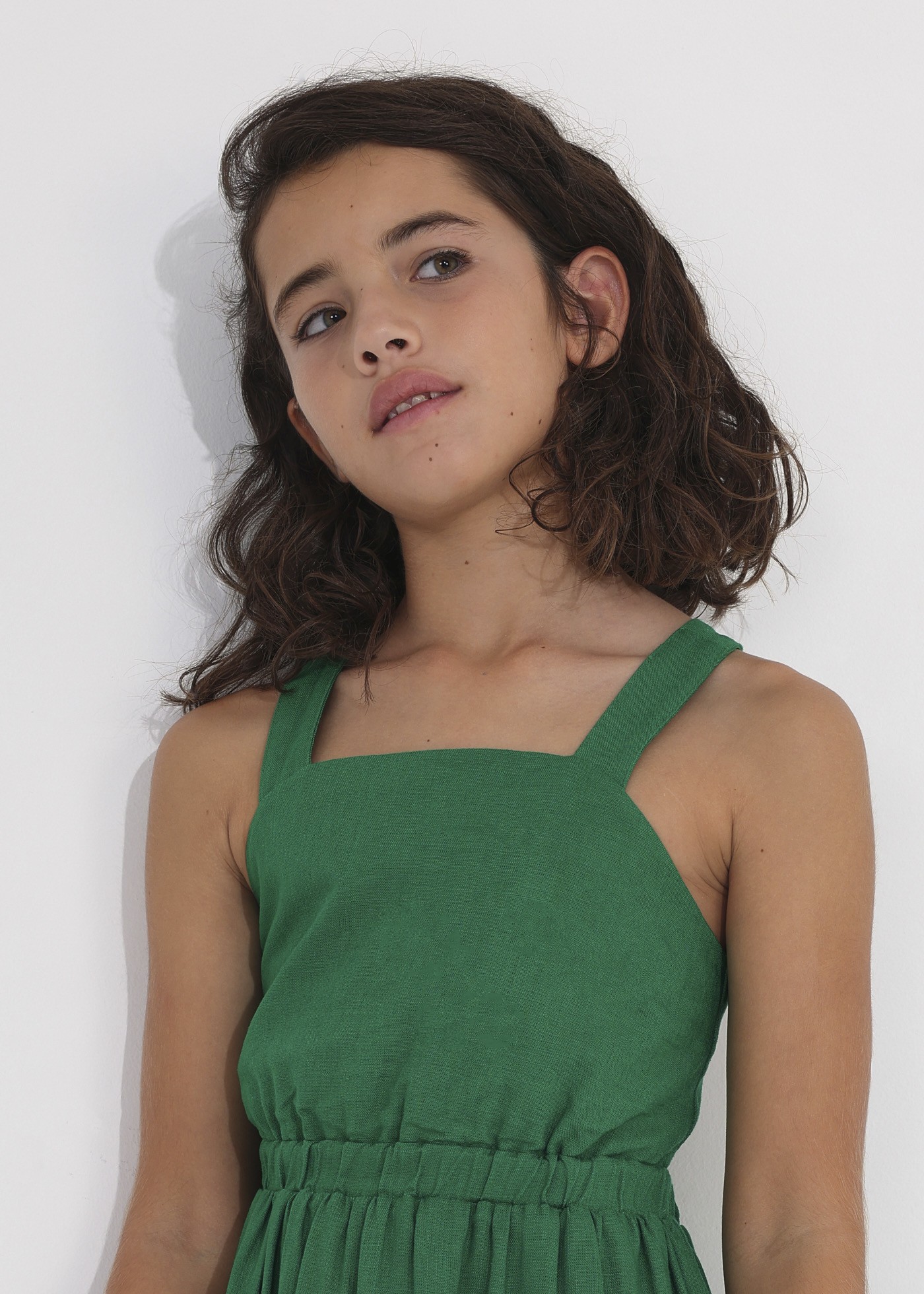 Robe en lin pour fille Emeraude | Mayoral