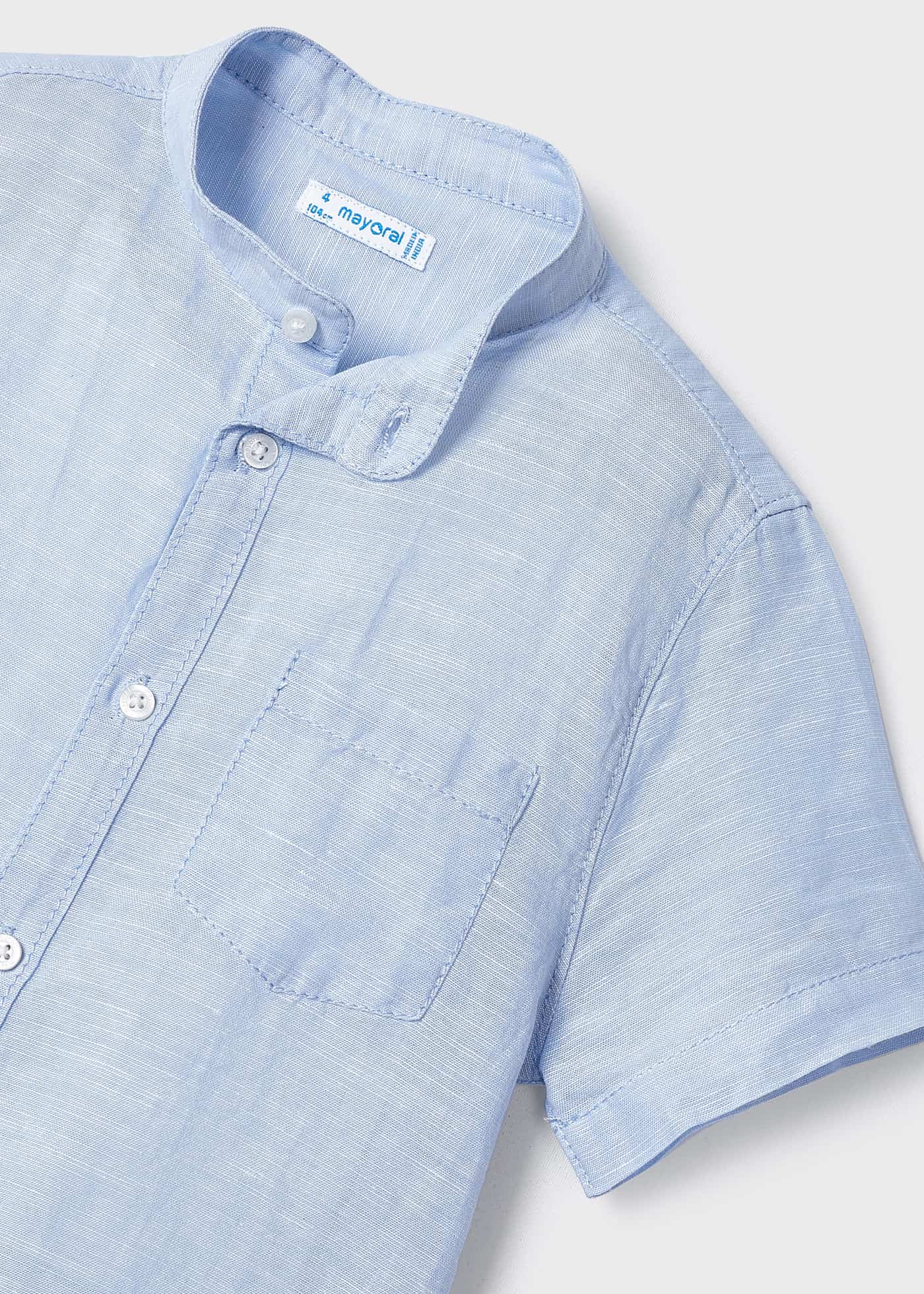 Chemise à manches courtes avec col mao lin pour garçons Bleu ciel ...