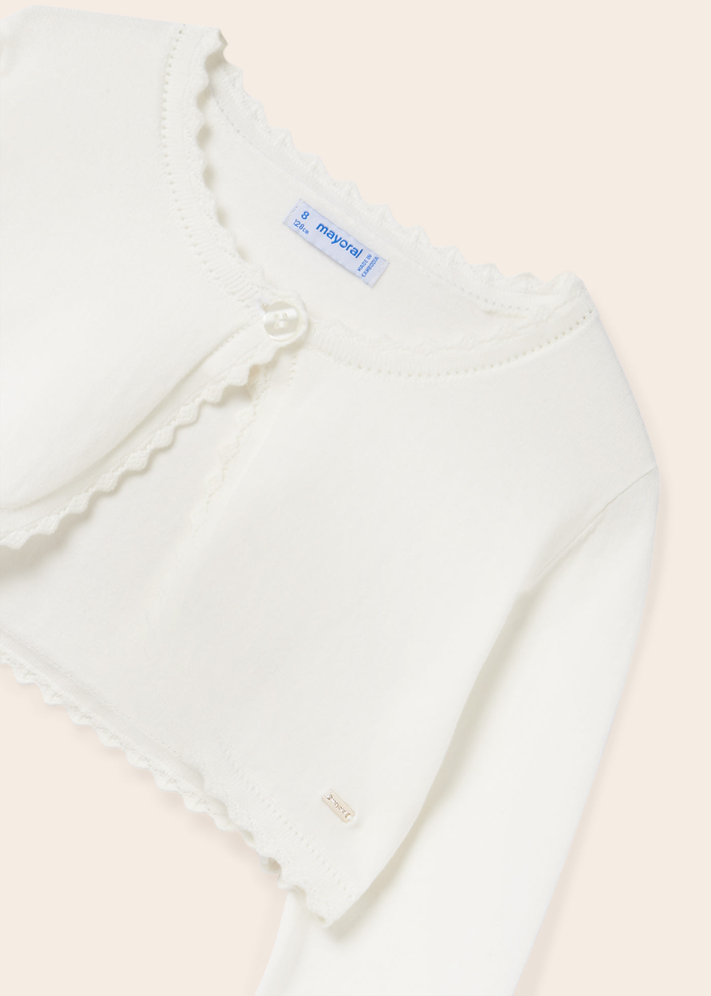 Rebeca tipo bolero con algodón sostenible para chica Crudo | Mayoral