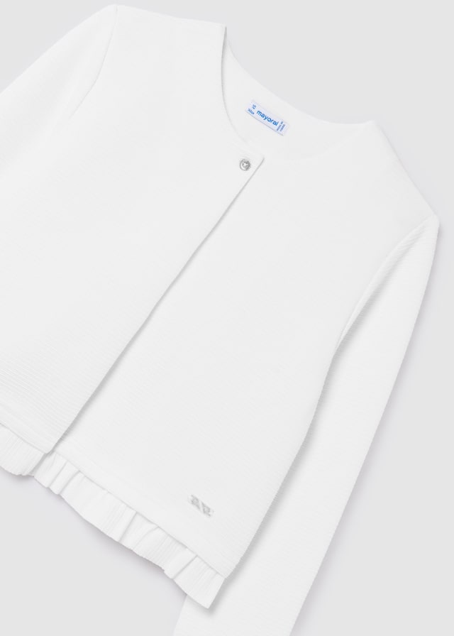 Rebeca con volante de otomán para chica Blanco | Mayoral