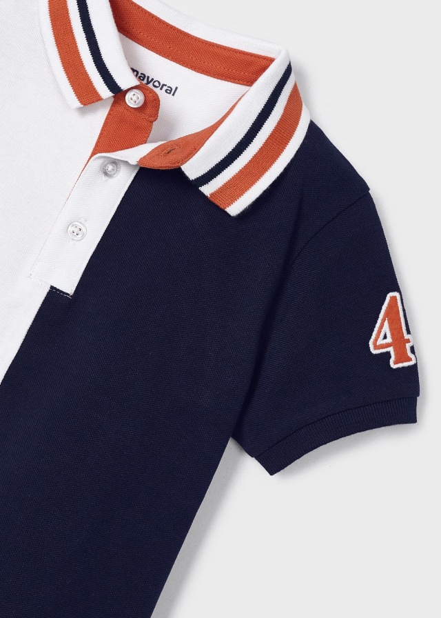 Polo granito mangas combinadas de algodón sostenible para niño Blanco ...