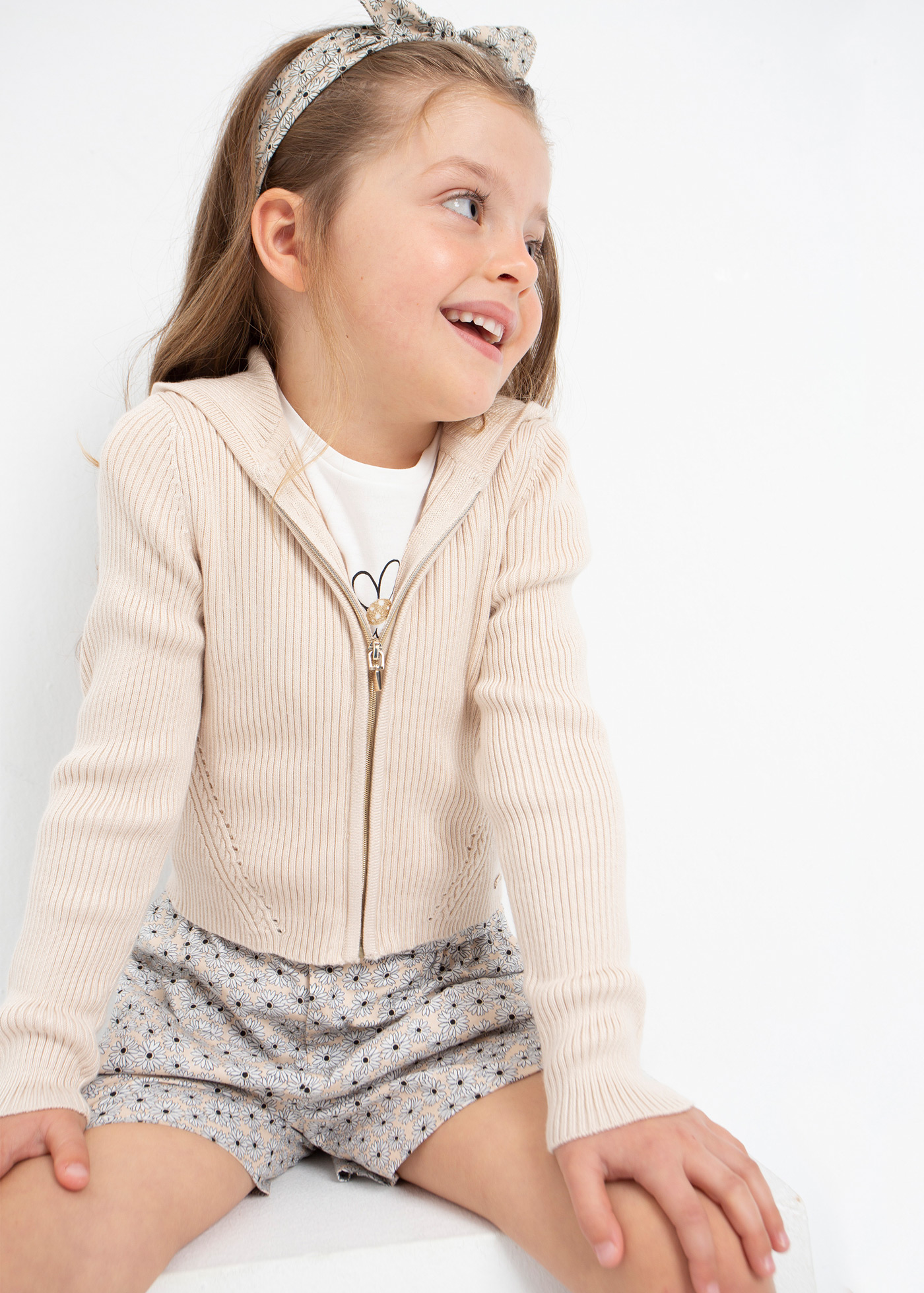Knit jacket with hood and zip girl | Mayoral