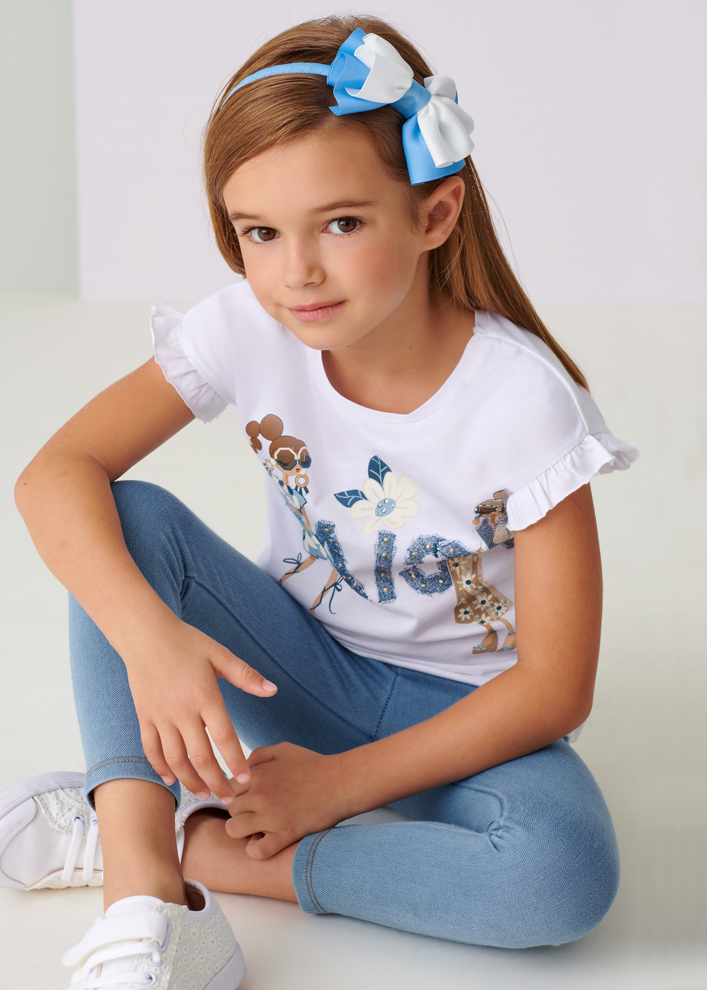 2 piece set with denim leggings girl | Mayoral