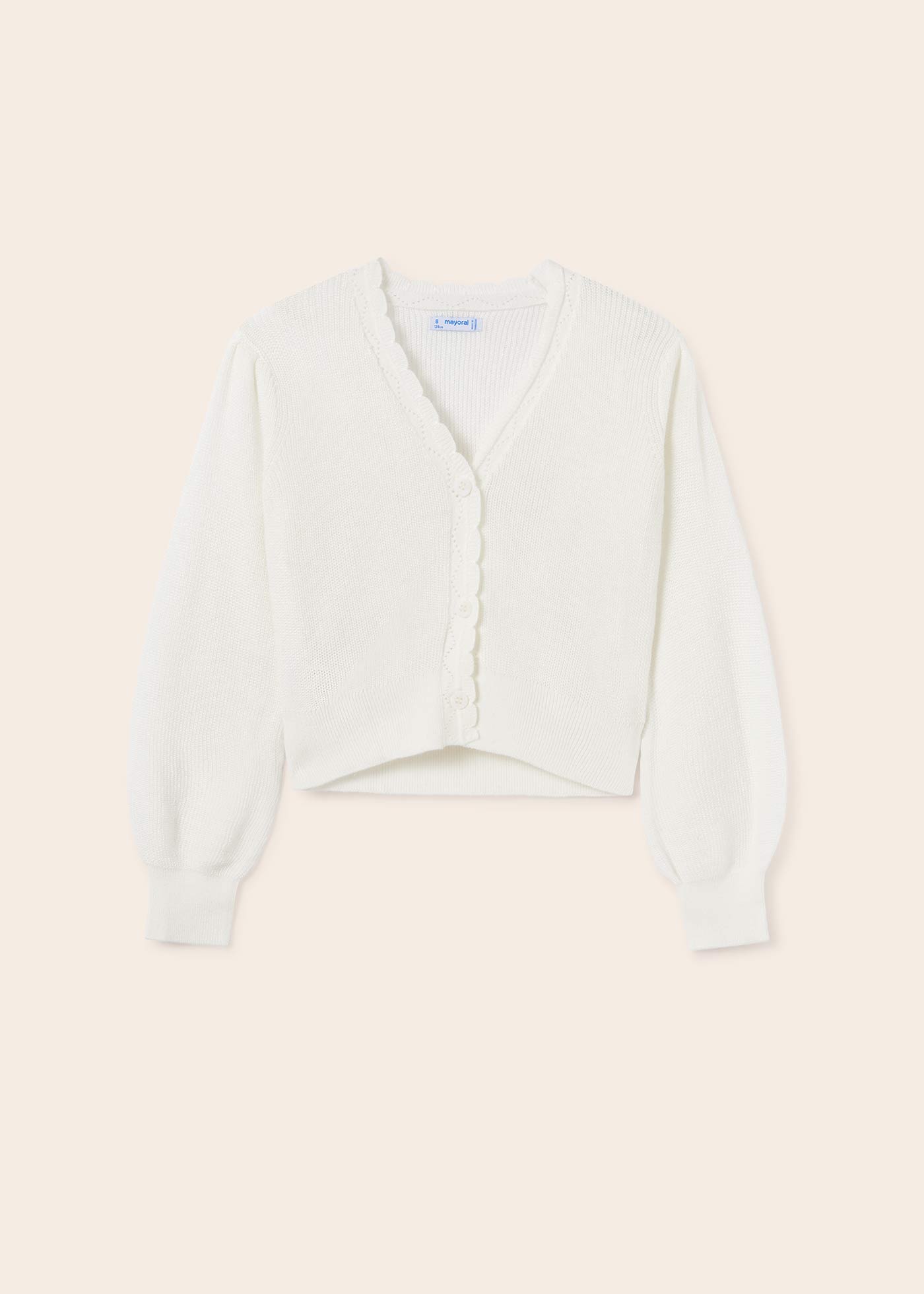 Rebeca de tricot con manga abullonada para chica | Mayoral