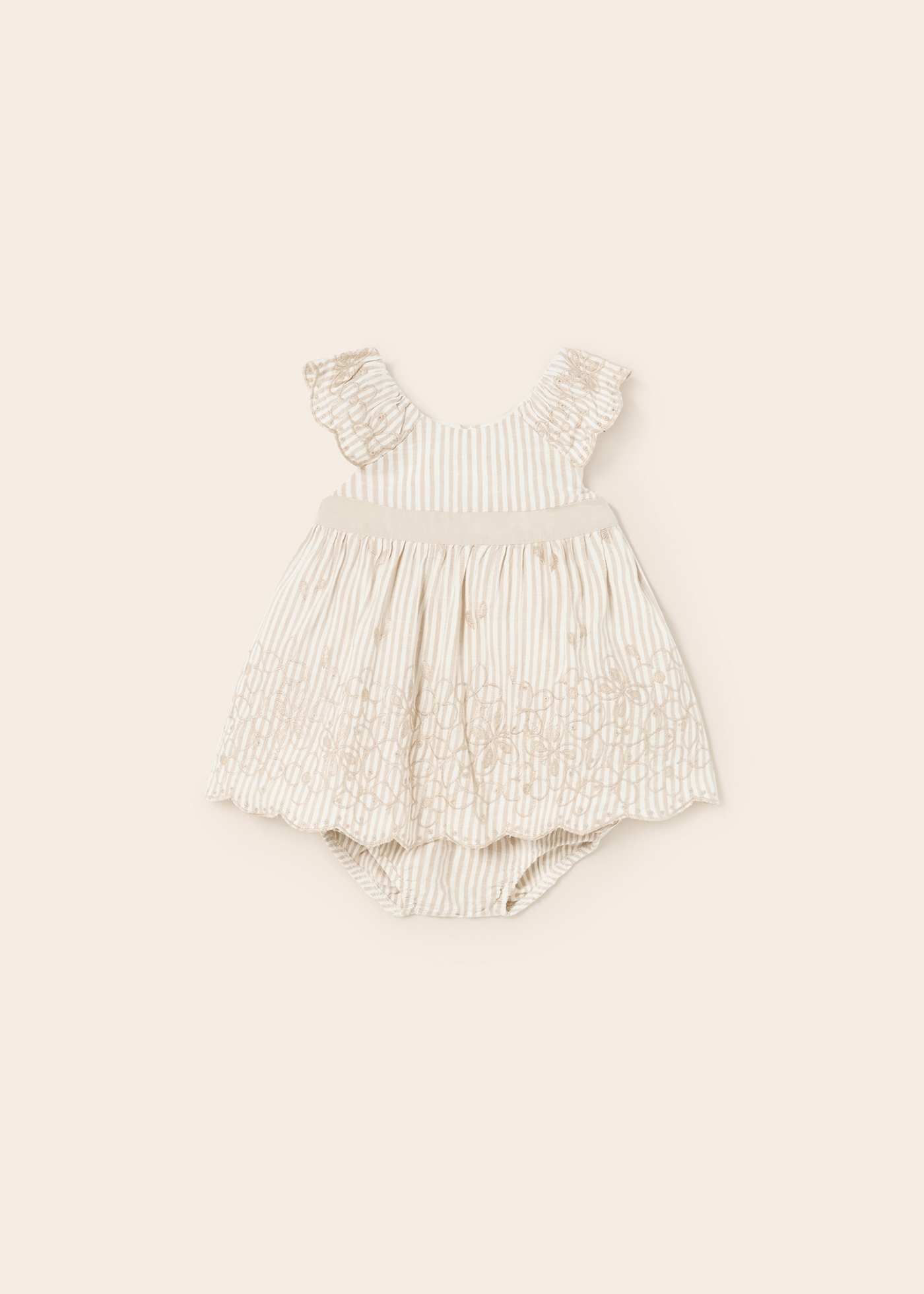Linen embroidered dress with nappy cover newborn | Mayoral