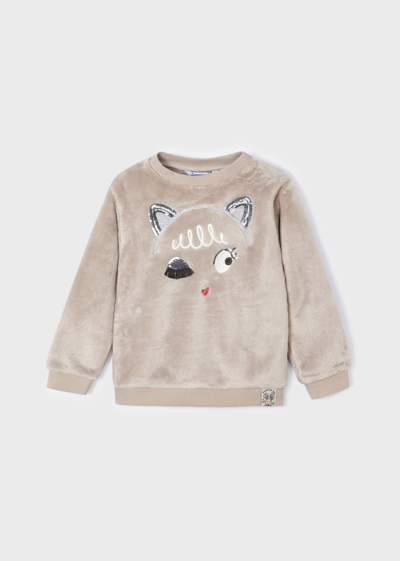 Faux fur applique pullover girl | Mayoral
