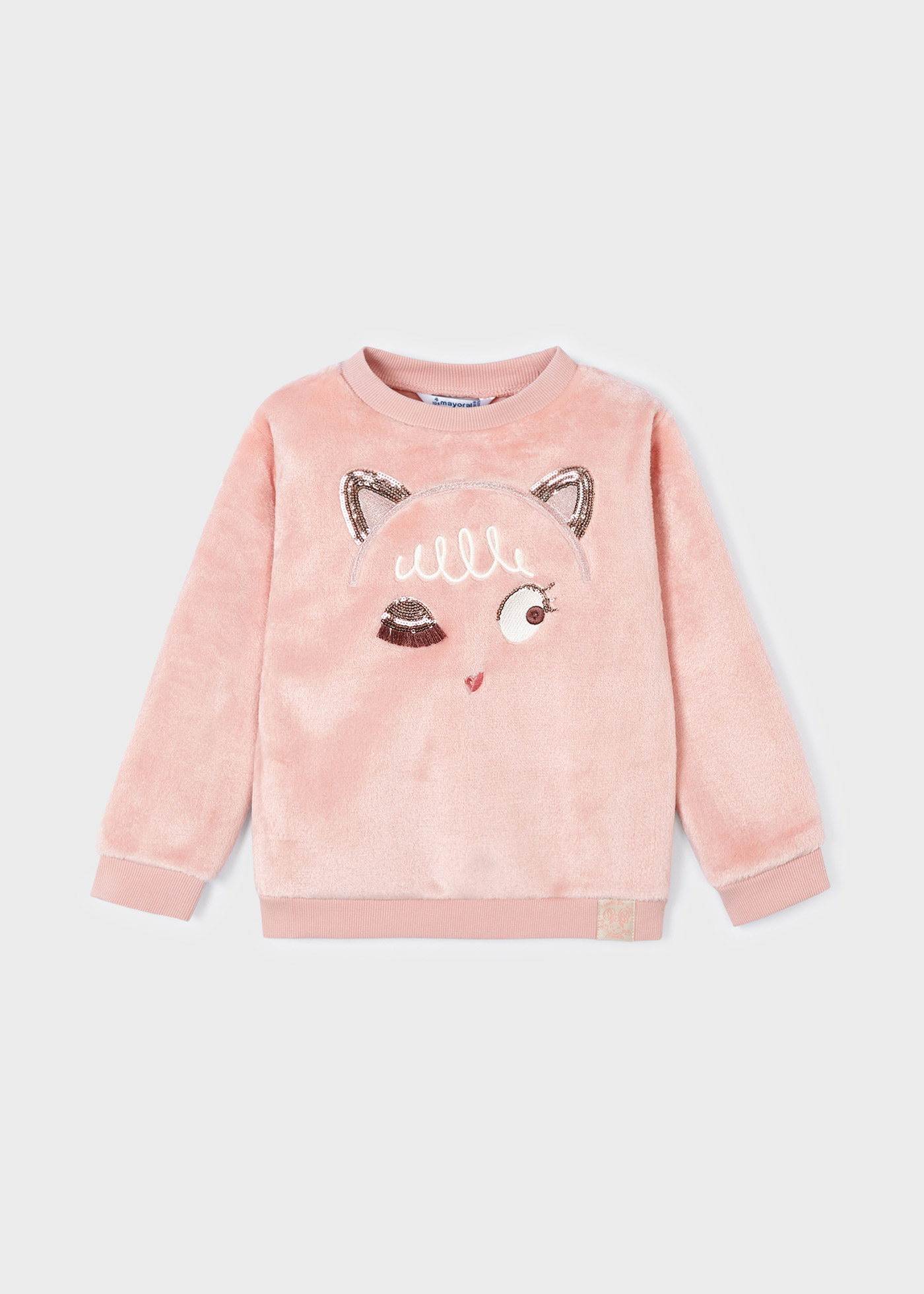 Faux fur applique pullover girl | Mayoral