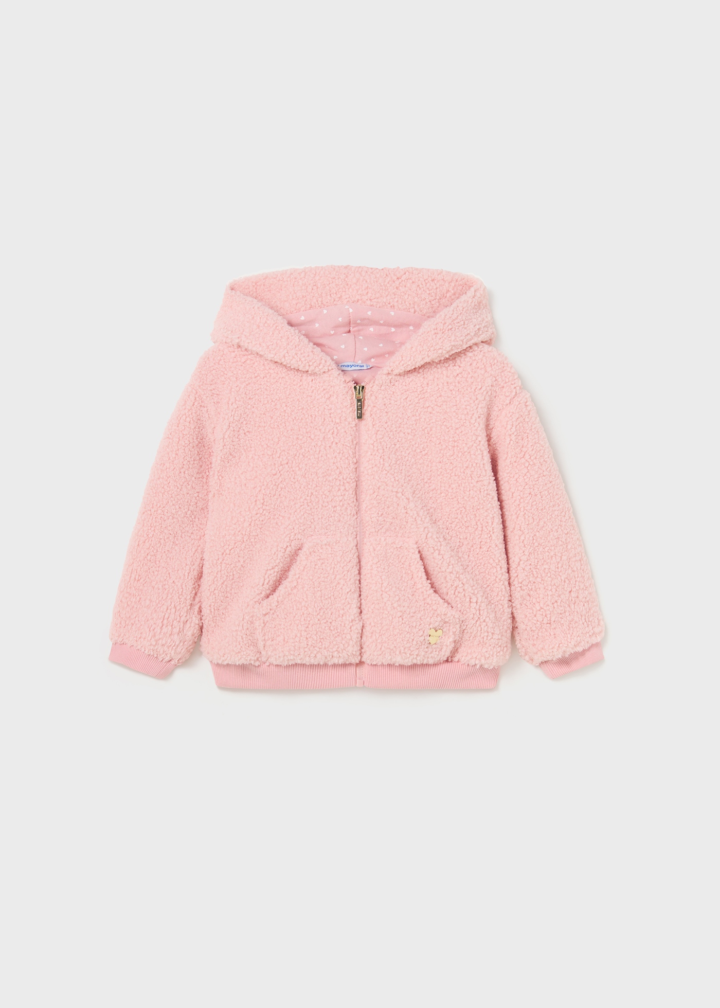 Baby zip-up hooded jacket curly faux fur | Mayoral