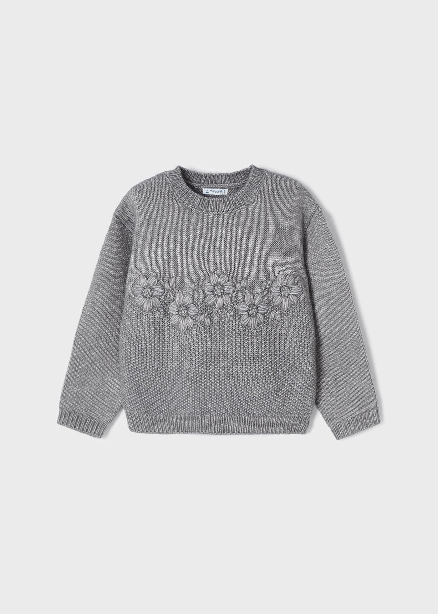 Floral embroidery knit sweater girl | Mayoral