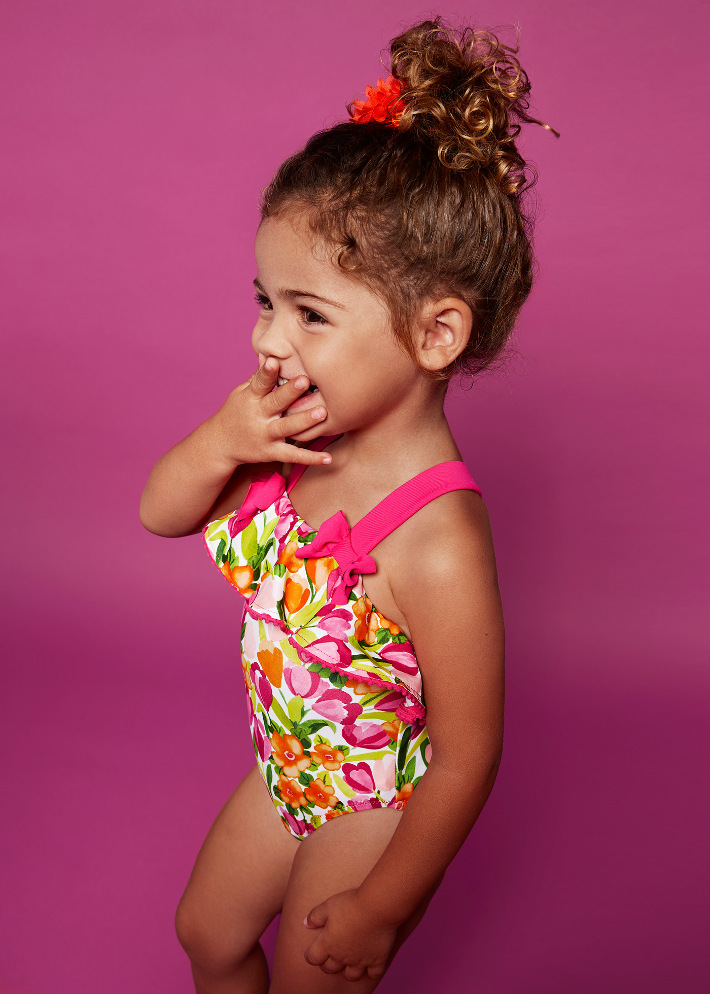 Baby Print Cross Strap Swimsuit Magenta | Mayoral