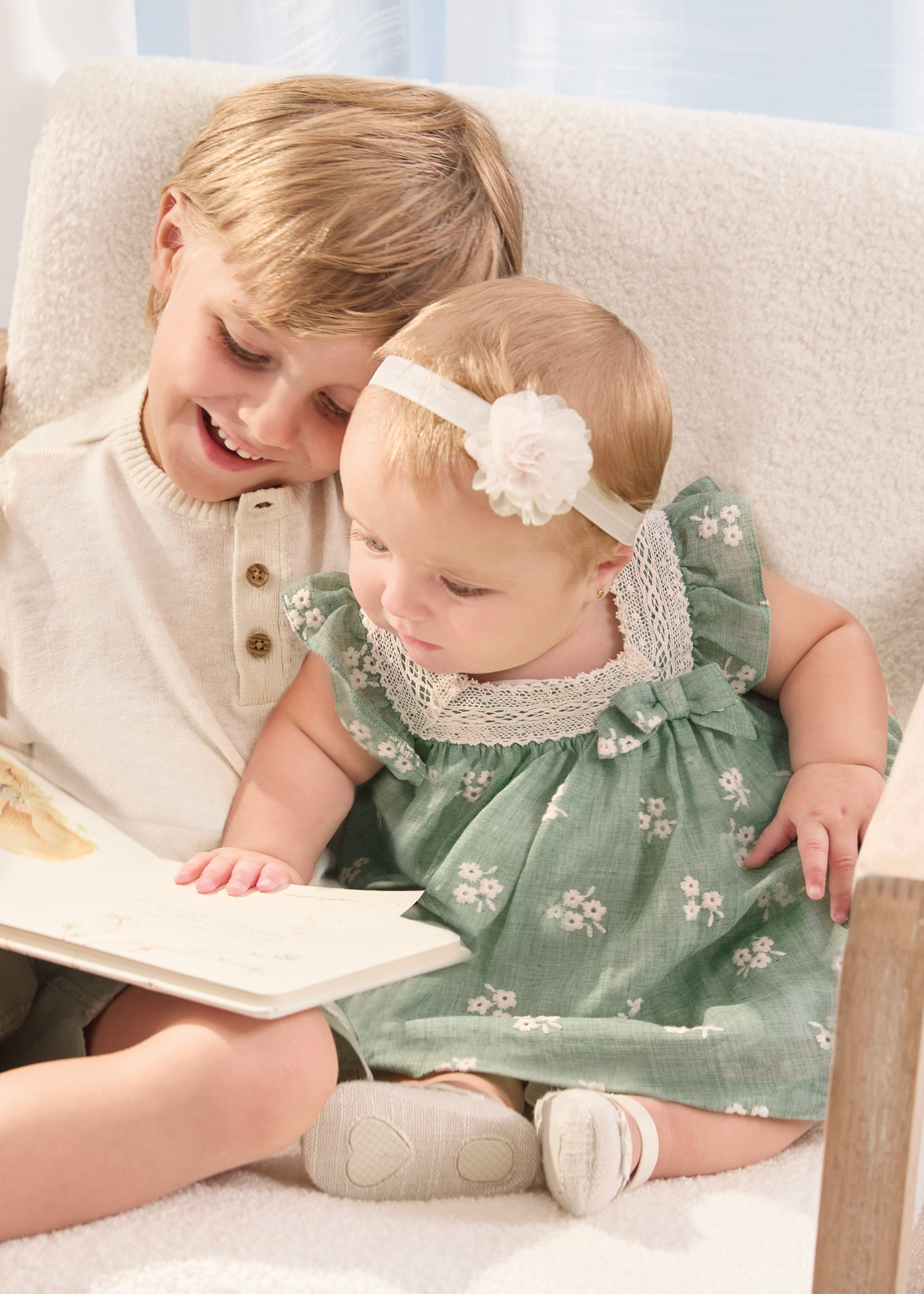 Newborn Embroidered Dress with Nappy Cover Eucalyptus | Mayoral