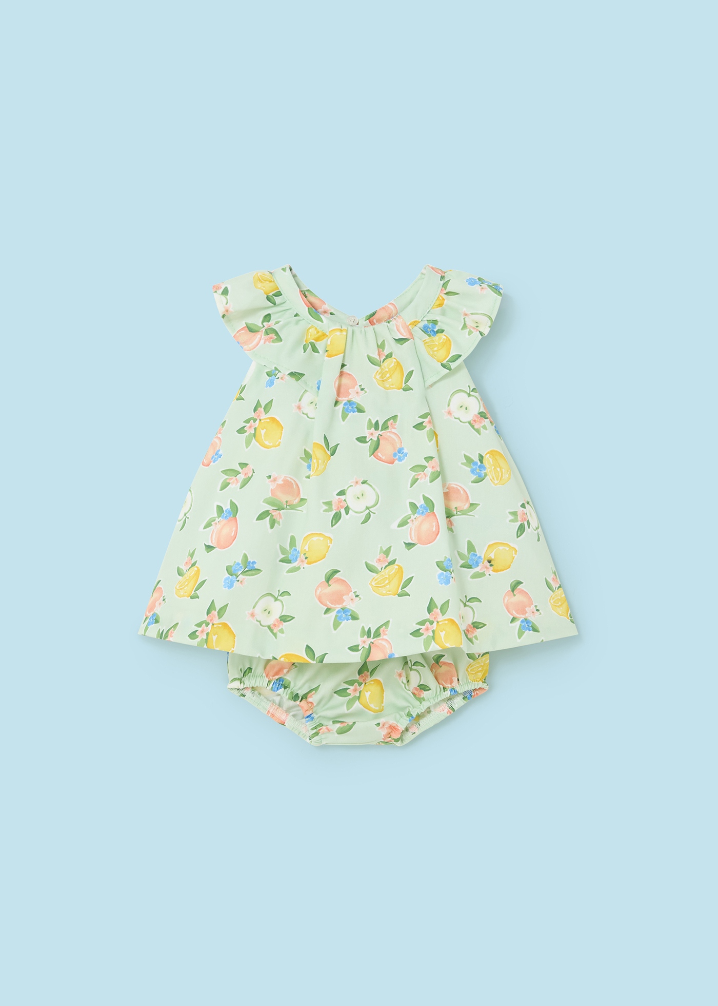 Newborn Print Satin Dress with Nappy Cover Pear | Mayoral