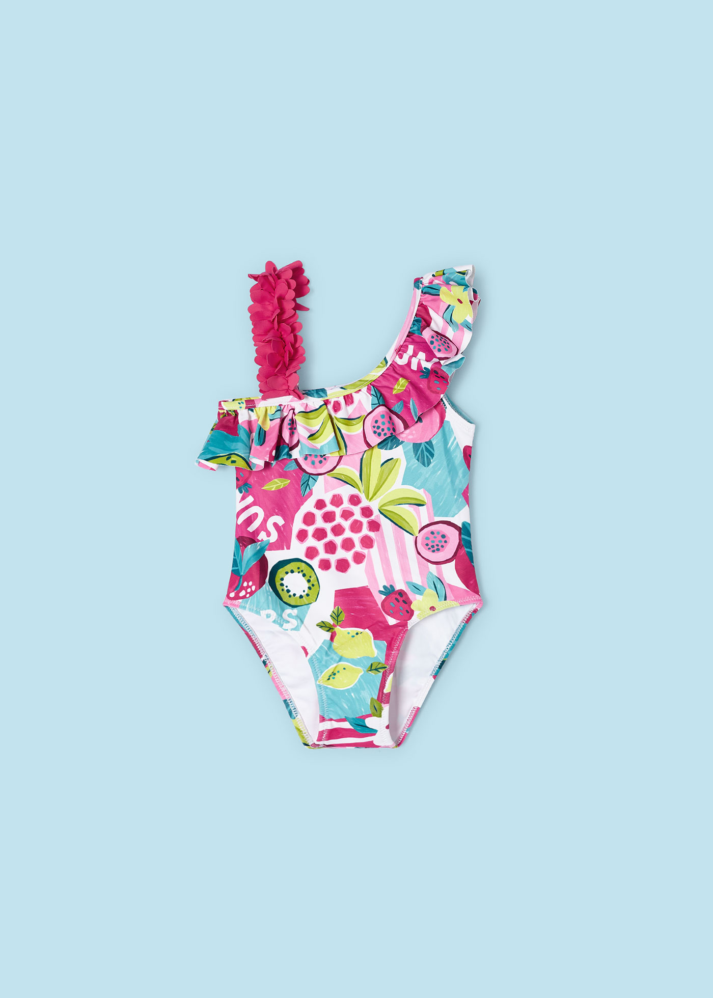 Girl Asymmetric Swim Suit Fuchsia | Mayoral