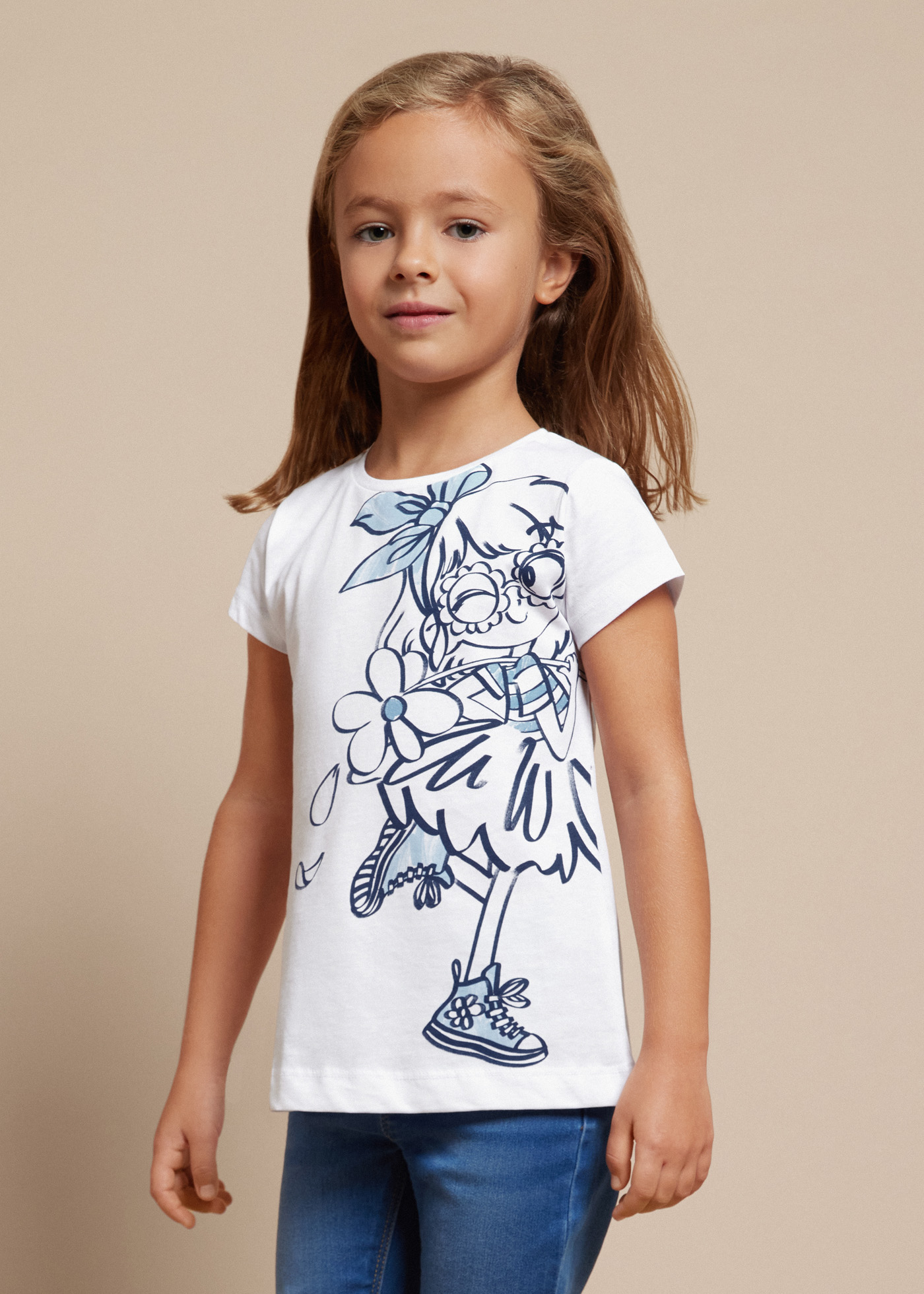 Girls printed t-shirt Better Cotton White | Mayoral