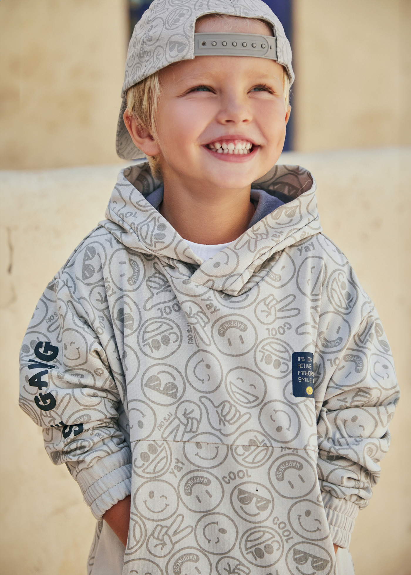 Boys drop-shoulder hoodie Dust | Mayoral