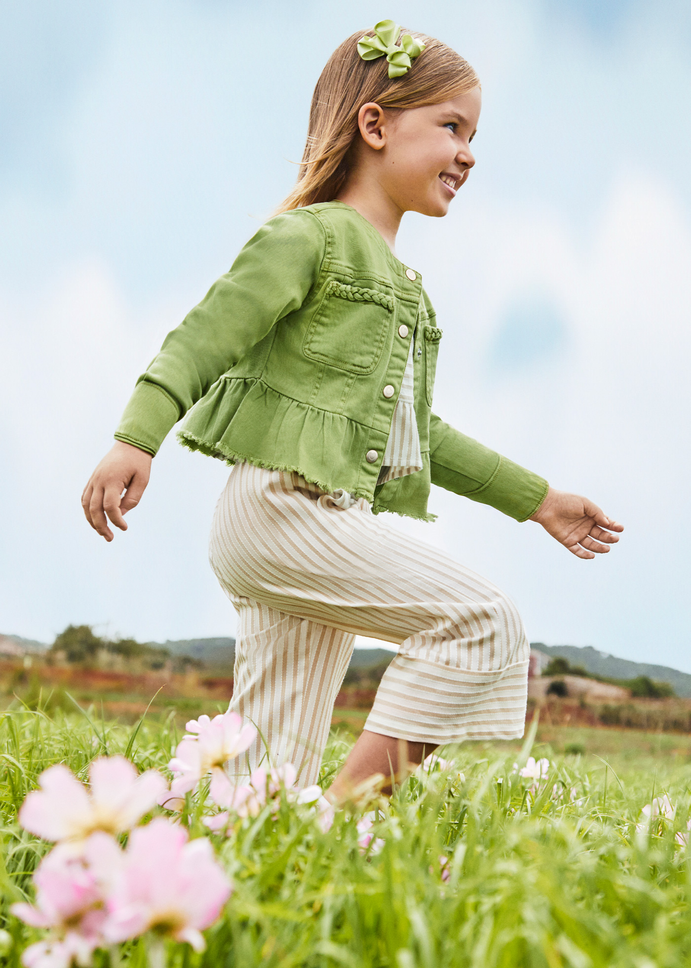 Girls 2-piece striped set Beige | Mayoral