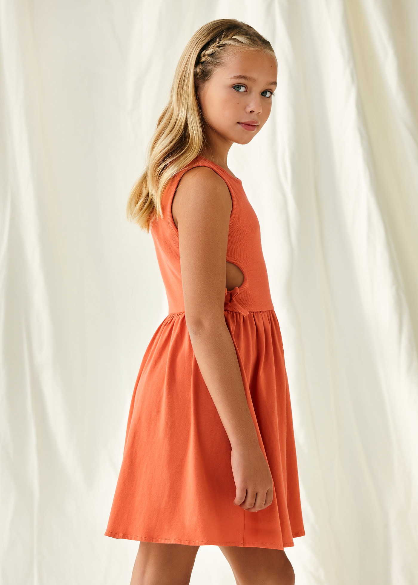Girl Rib Knit Cut Out Dress Pumpkin | Mayoral