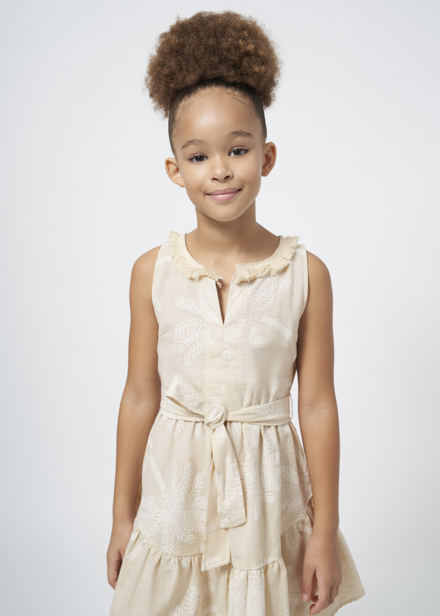 Girls linen dress palm print | Mayoral