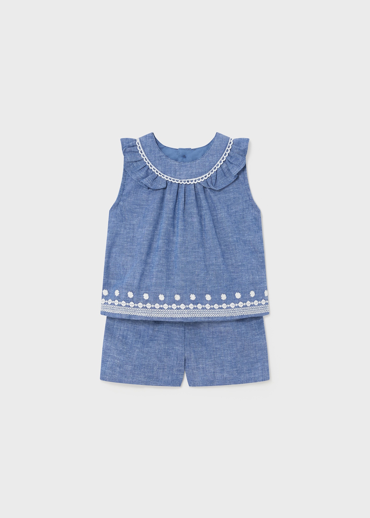 Baby 2-piece embroidery linen set | Mayoral