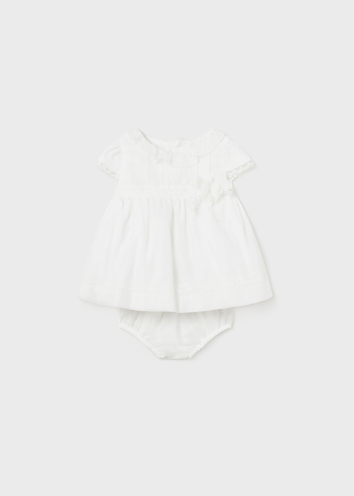 Newborn Chiffon Dress with Nappy Cover Cream | Mayoral