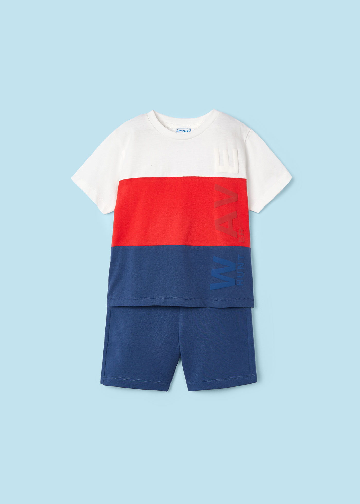 Boys 2-piece set color block Better Cotton Watermelon | Mayoral