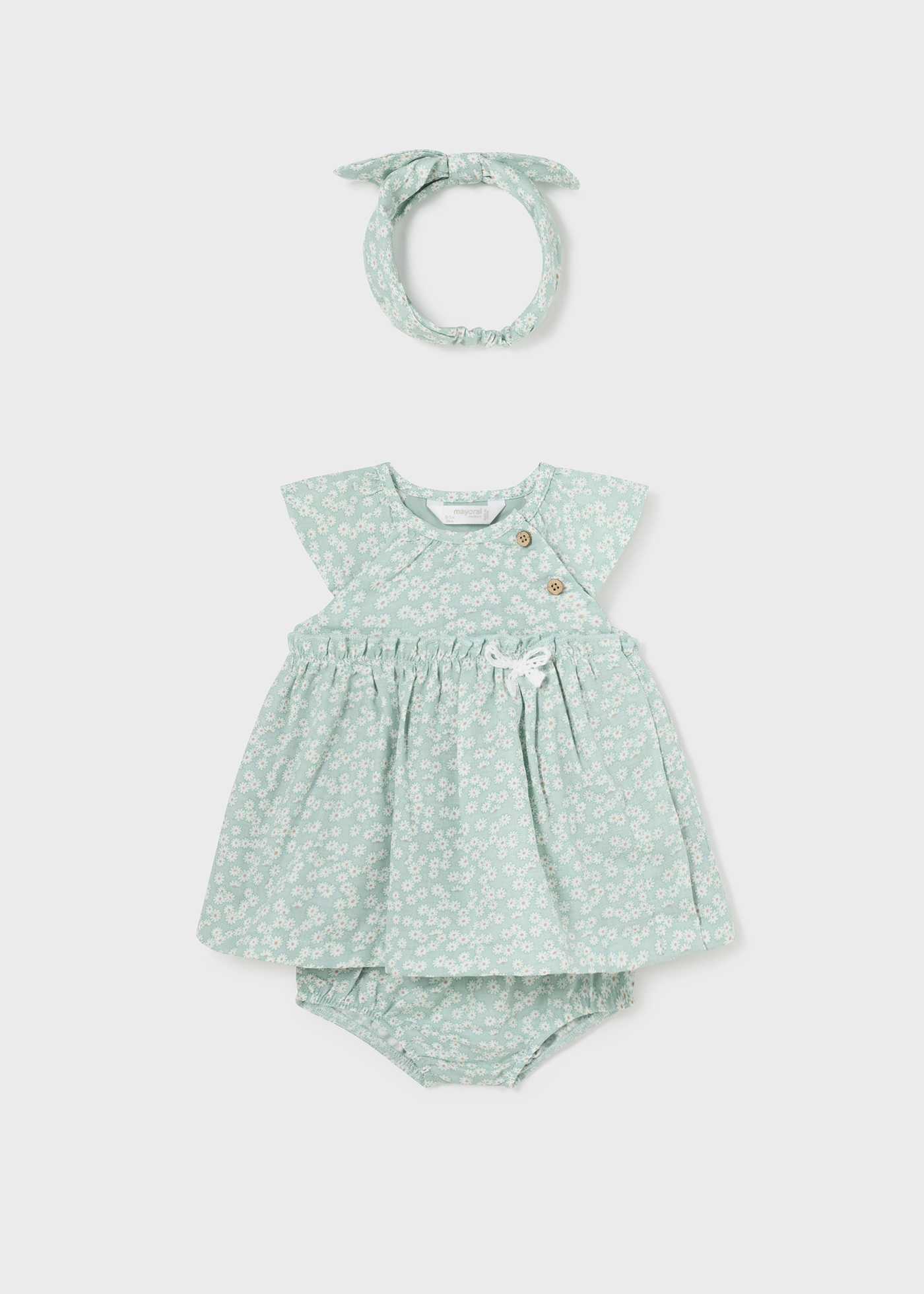 Newborn Dress with Nappy Cover and Headband Better Cotton Jade | Mayoral