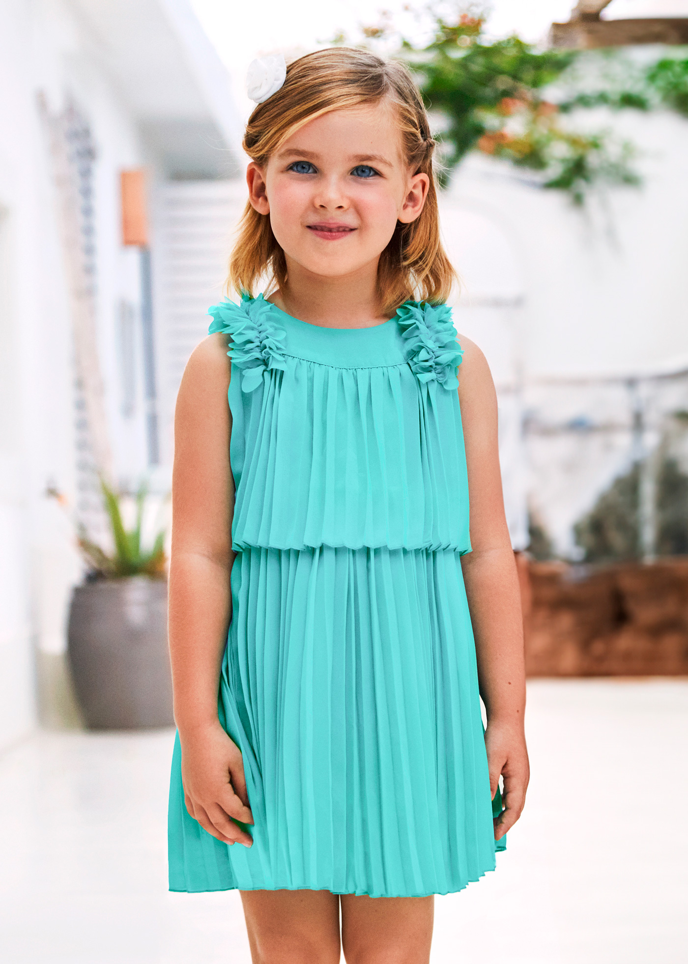 Girl Pleated Dress Jade | Mayoral