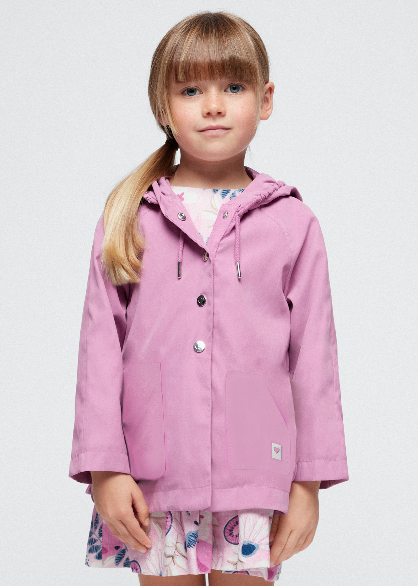Girls hooded windbreaker jacket Orchid | Mayoral