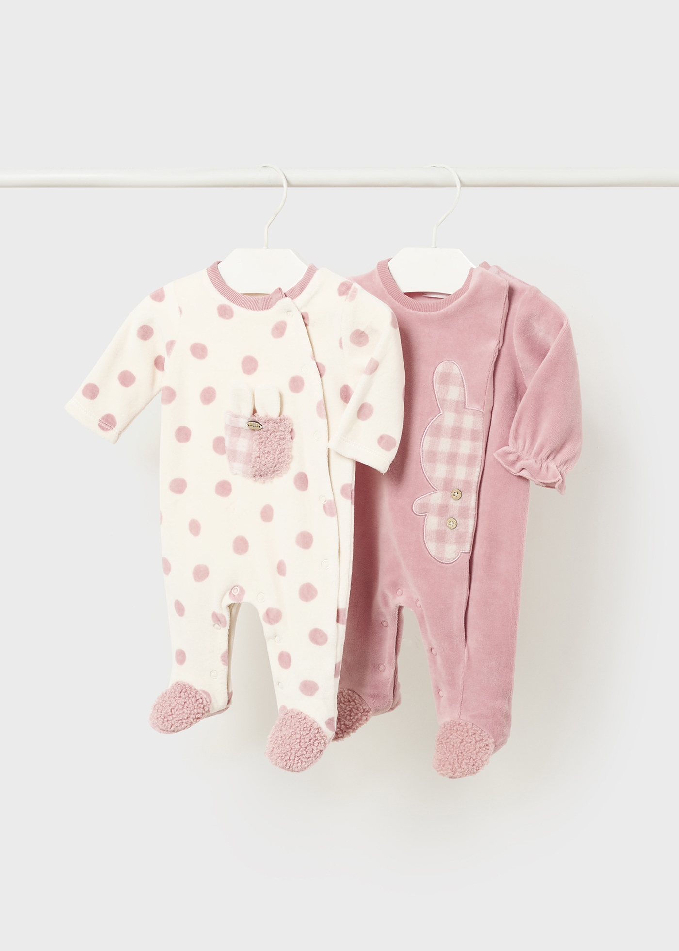 Newborn Set of 2 Animal One-Piece Blush | Mayoral