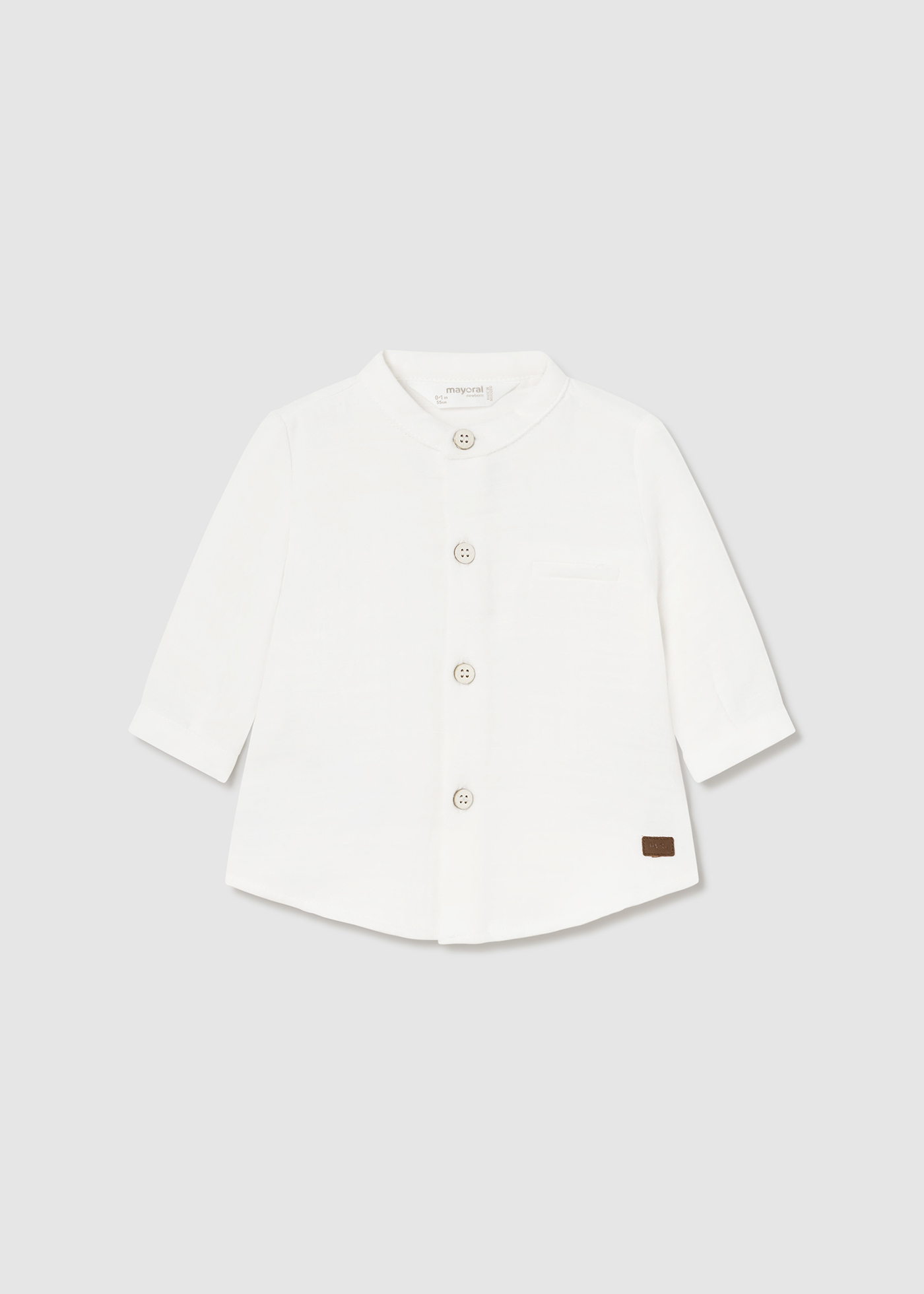 Newborn Boy Mao Collar Shirt Off white | Mayoral