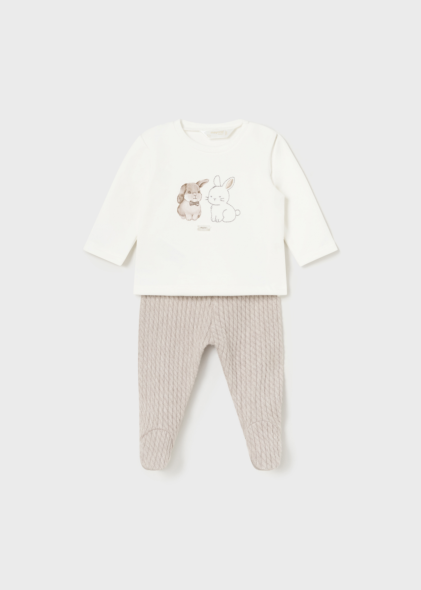 Newborn Sweater and Footed Pant Set Walnut melange | Mayoral