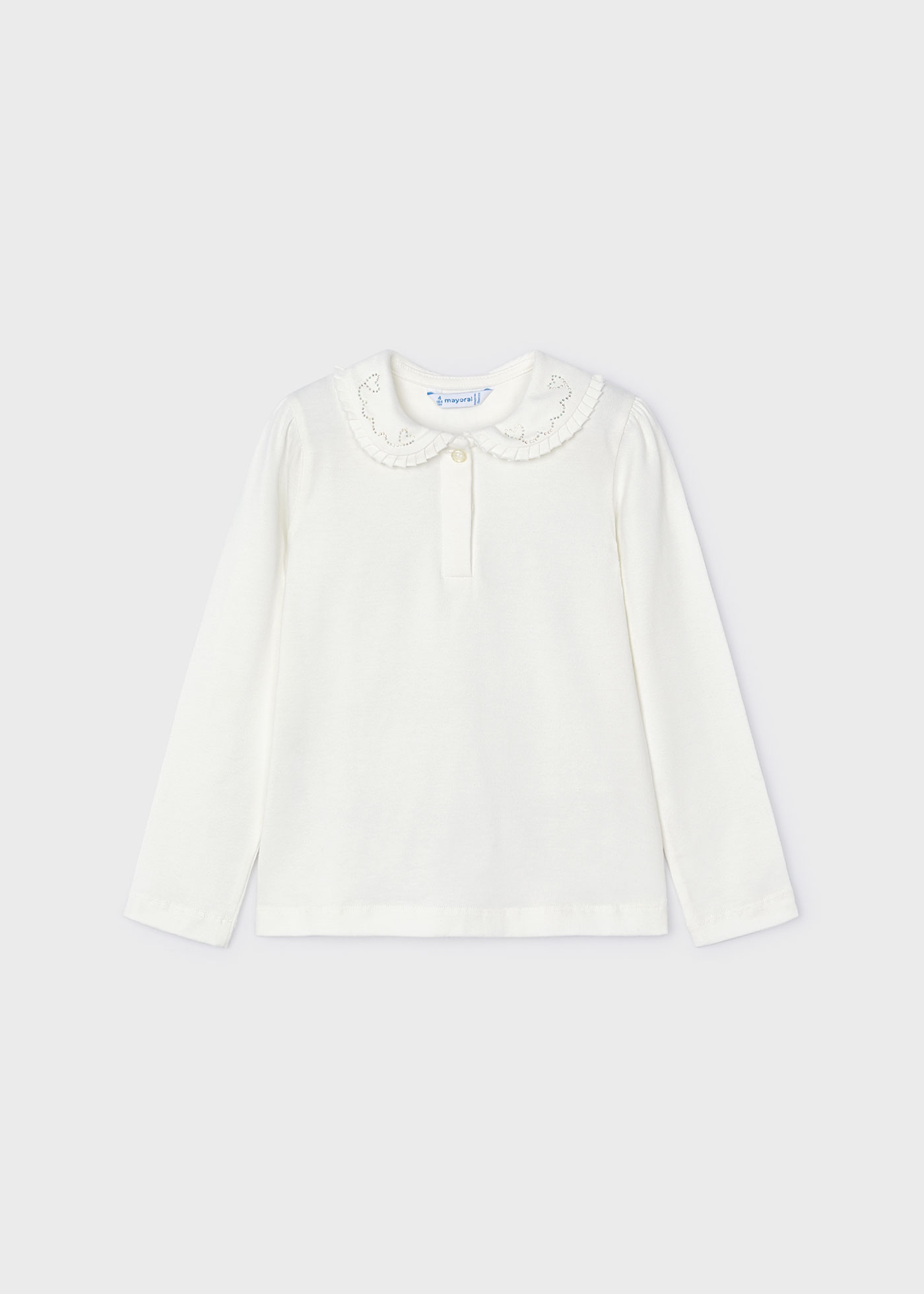 Girl Decorative Collar Polo Shirt Off white | Mayoral