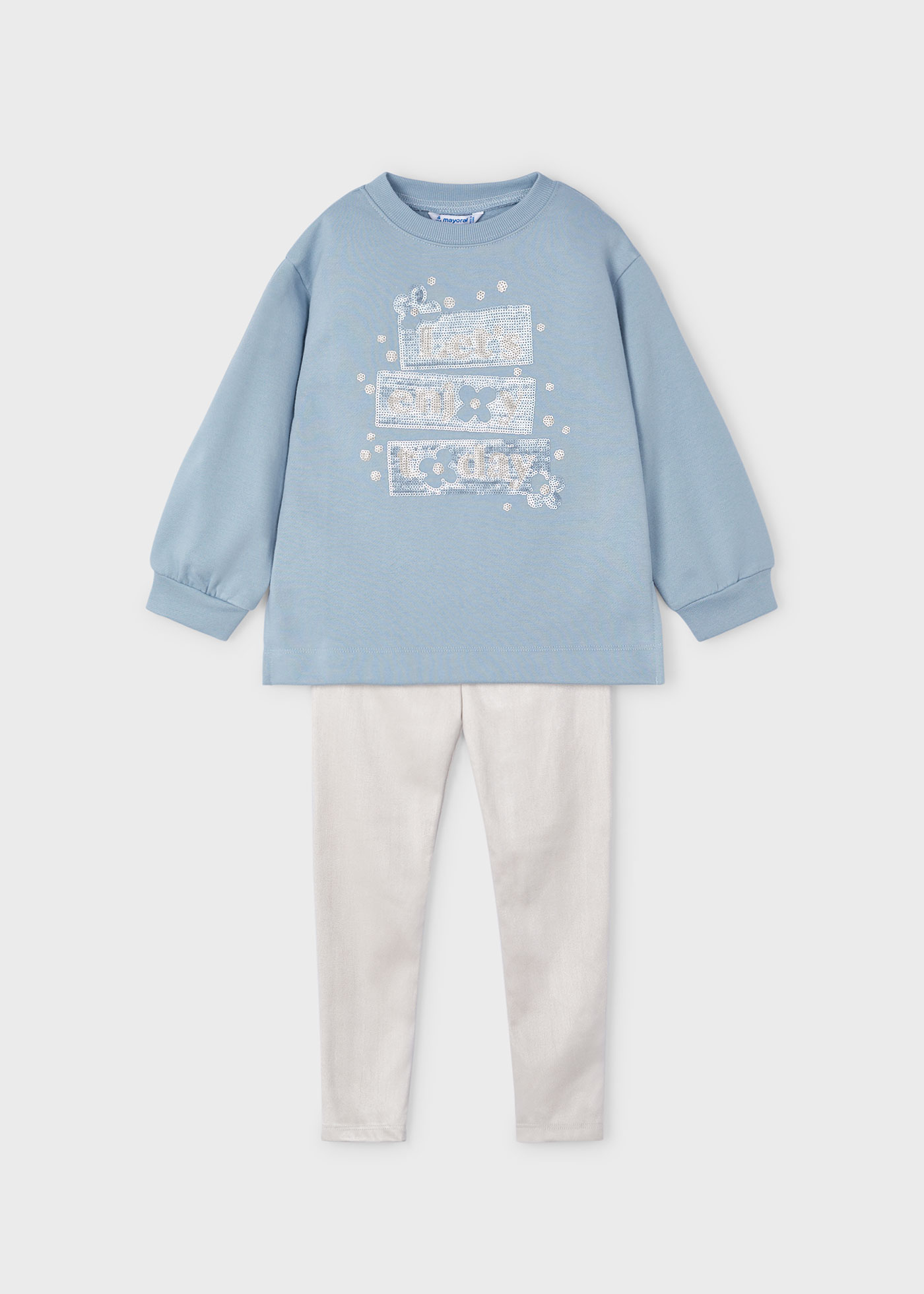Girl Jumper and Suede Leggings Set Sky blue | Mayoral