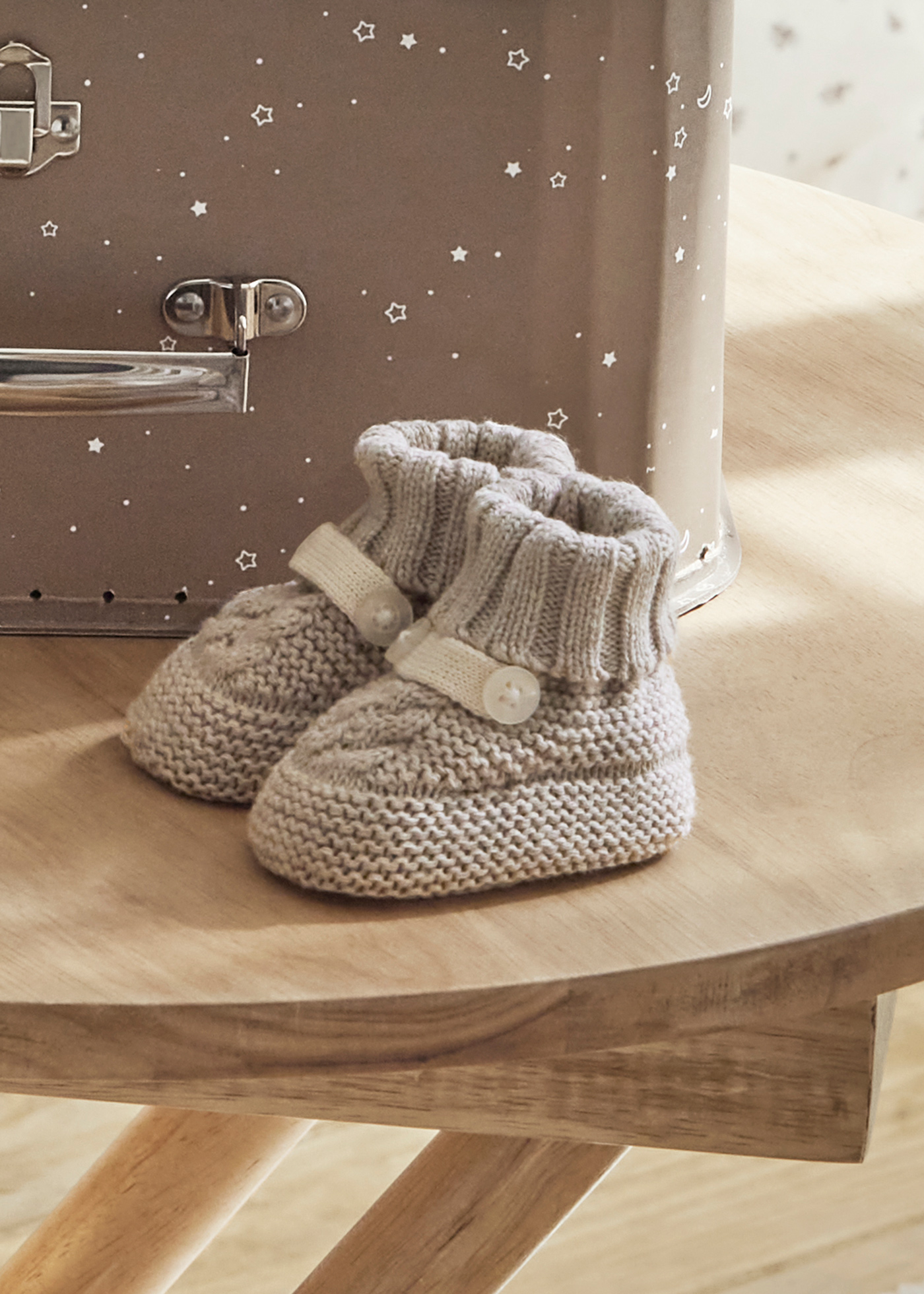 Newborn Tricot Booties Walnut melange | Mayoral