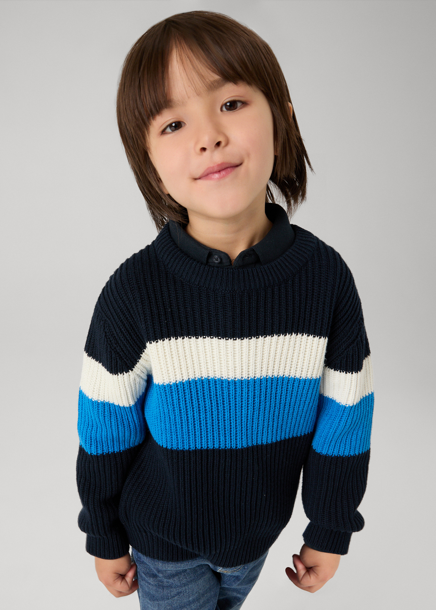 Boy Striped Ribbed Jumper Cerulean | Mayoral