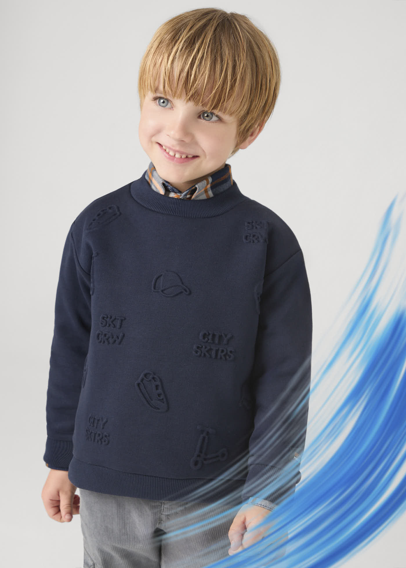 Boy Embossed Sweatshirt Navy blue | Mayoral