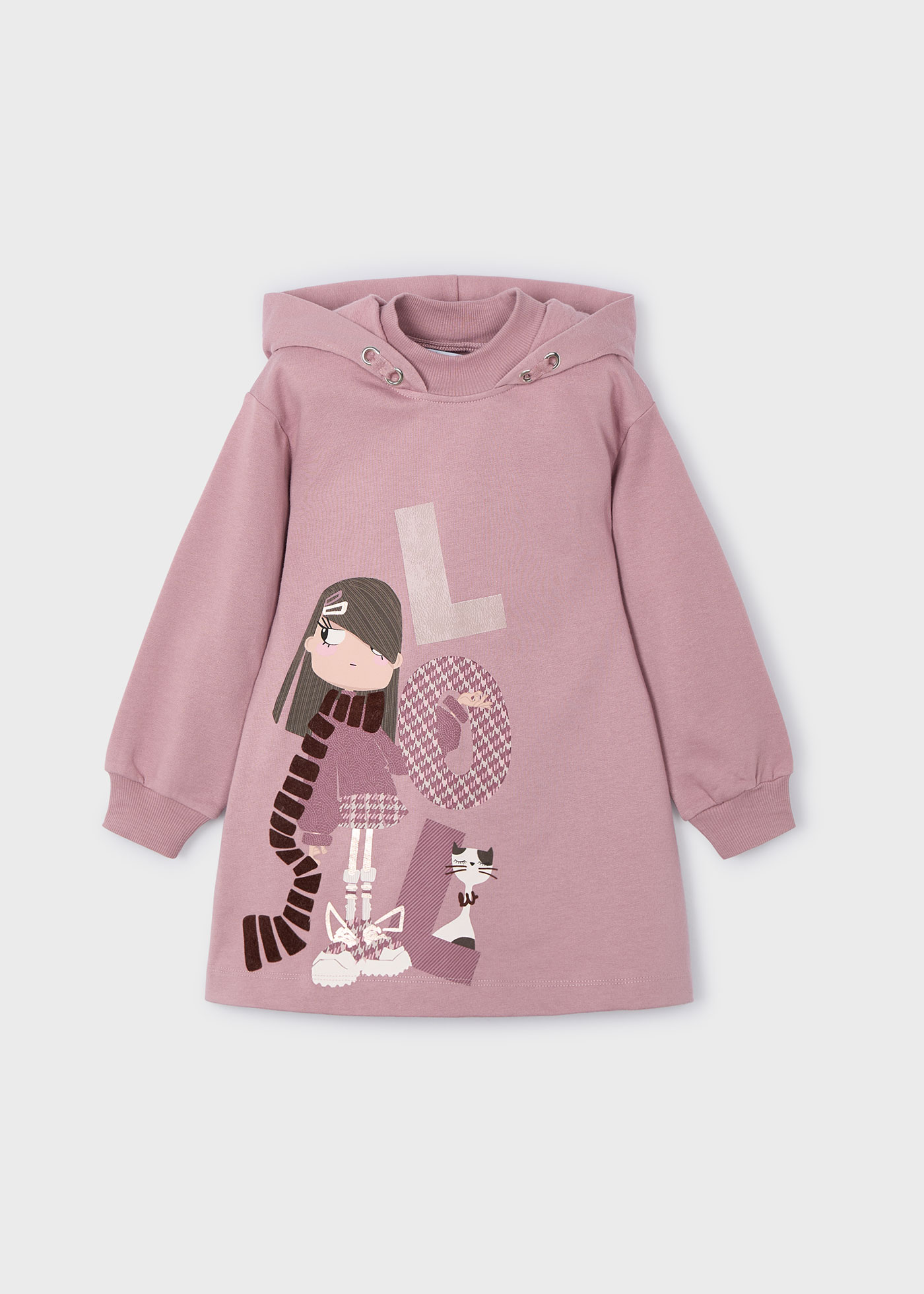 Casual hooded dress for girls Rosy | Mayoral