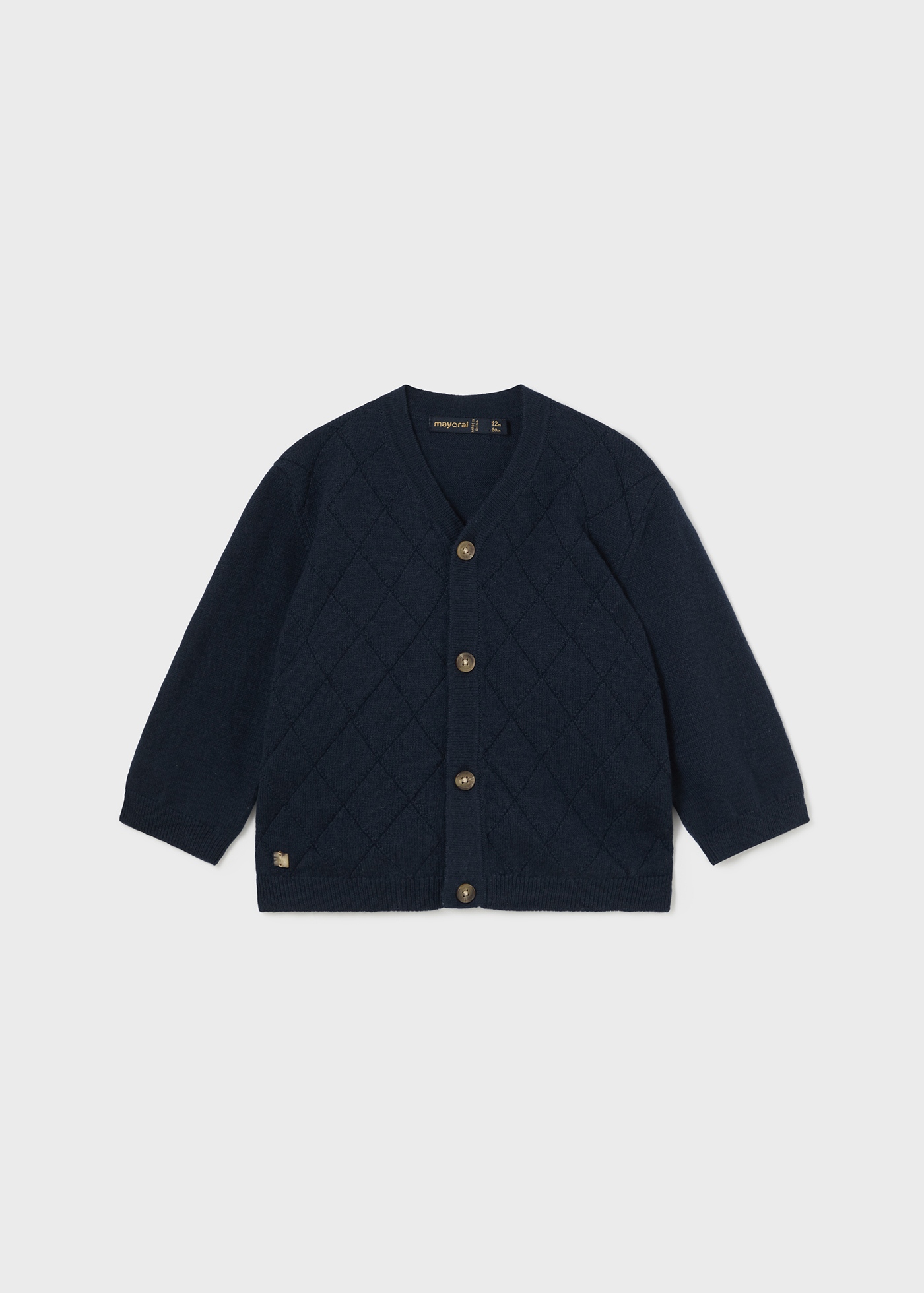 Knit cardigan rhombus design for baby Navy blue | Mayoral