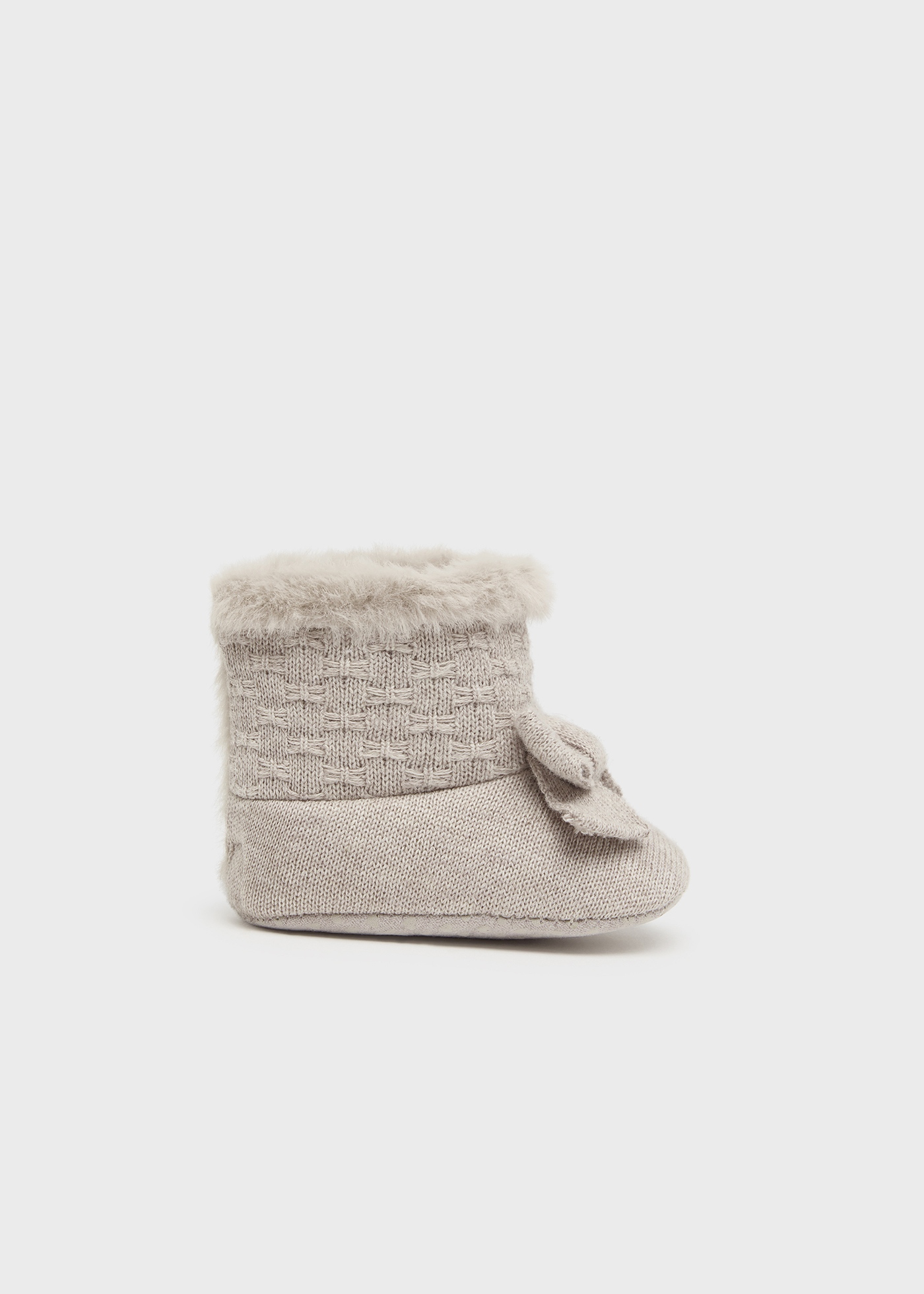 Newborn Girl Tricot Fur Boots Walnut melange | Mayoral
