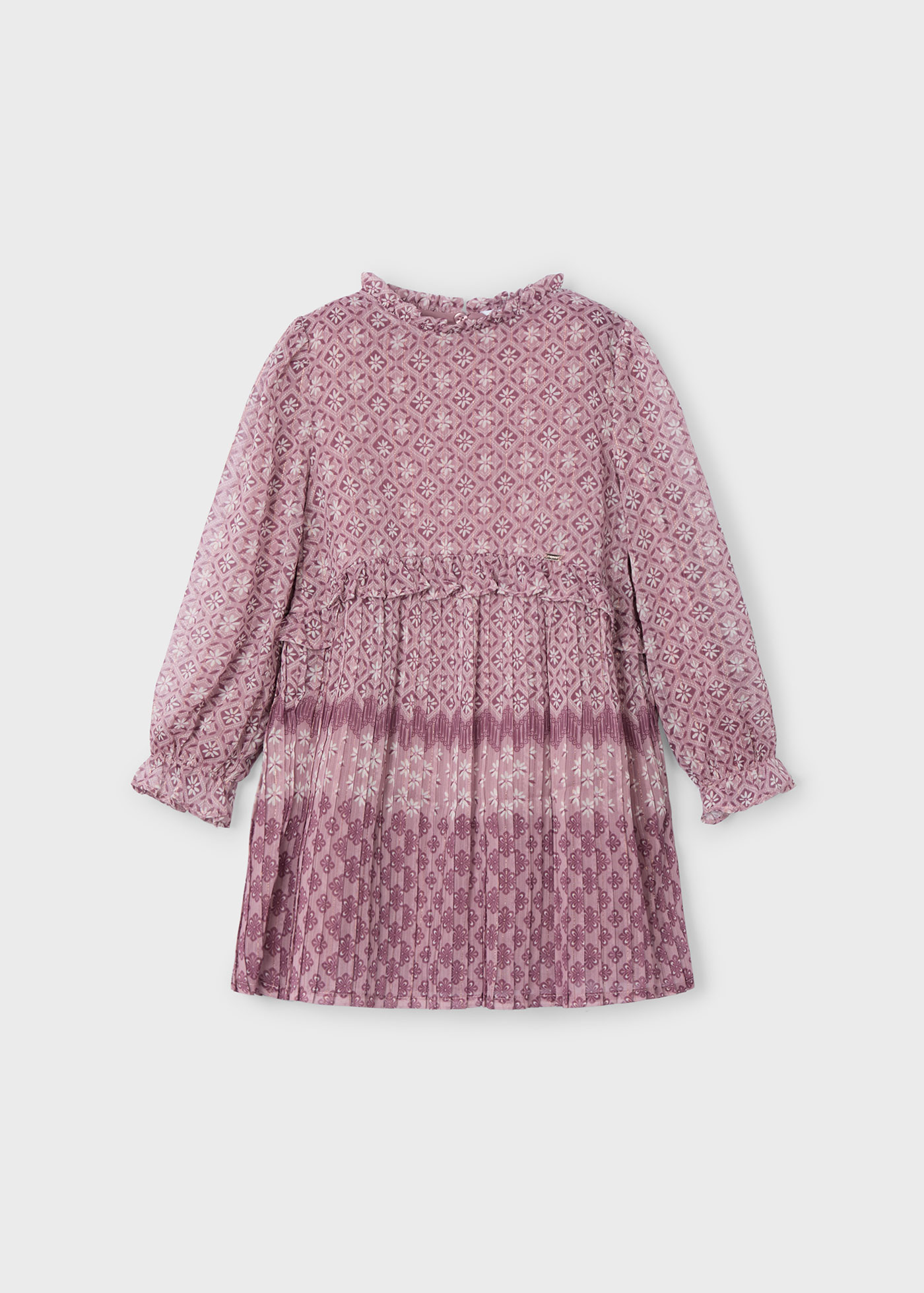 Girl Chiffon Print Pleated Dress Rosy | Mayoral