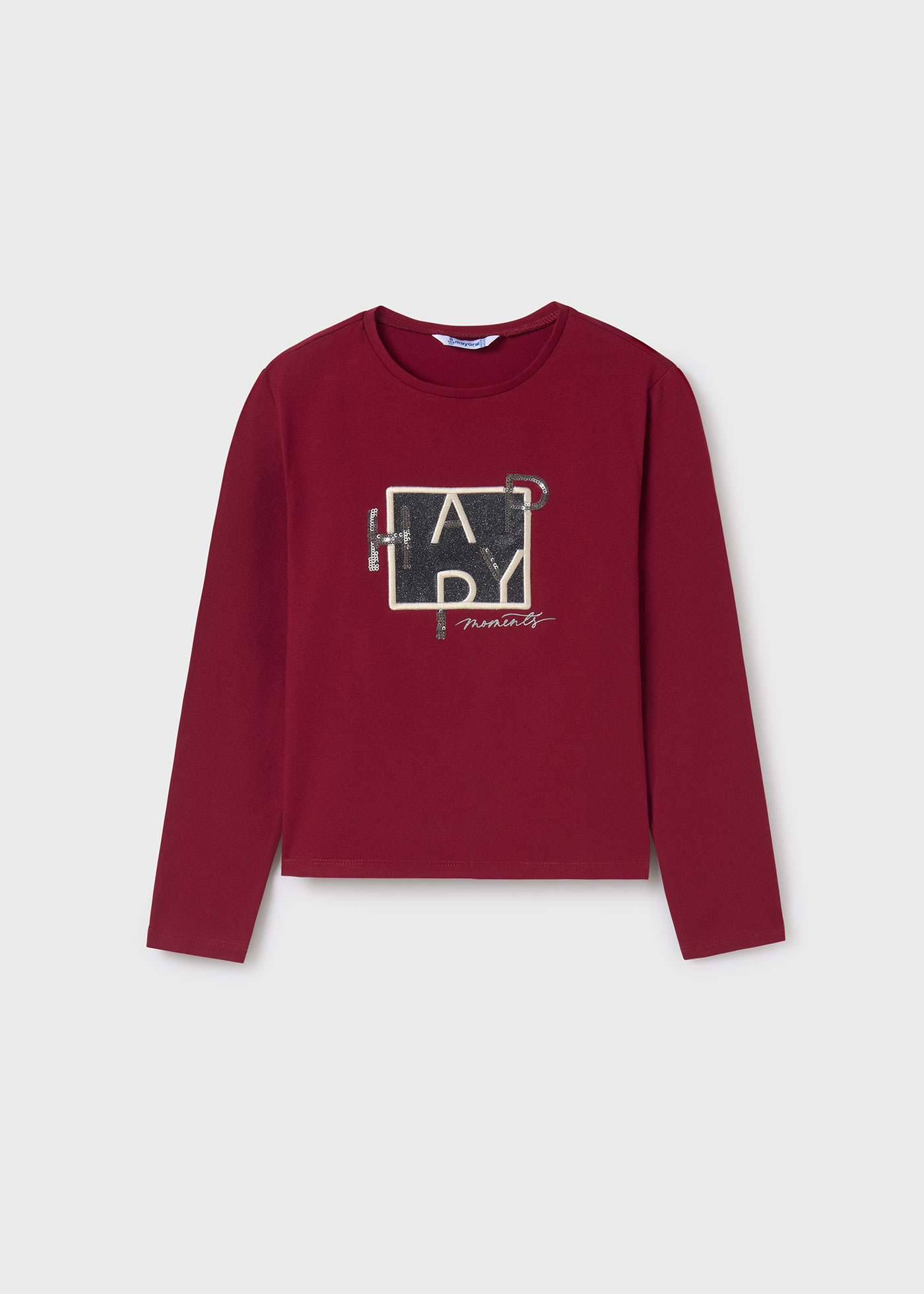 Sequin text T-shirt for girls Cherry | Mayoral