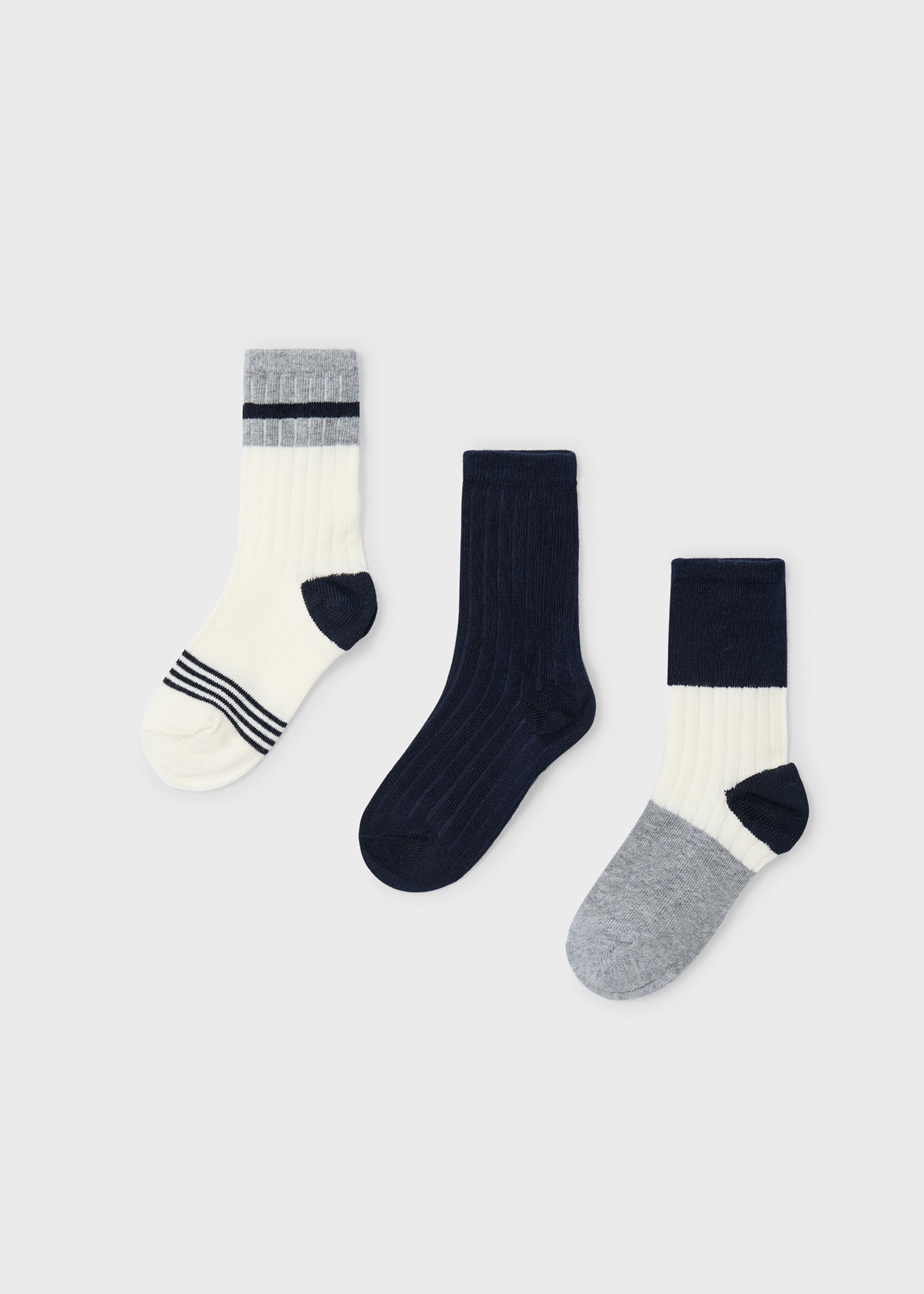 Boy Set of 3 Color Block Socks Navy blue | Mayoral