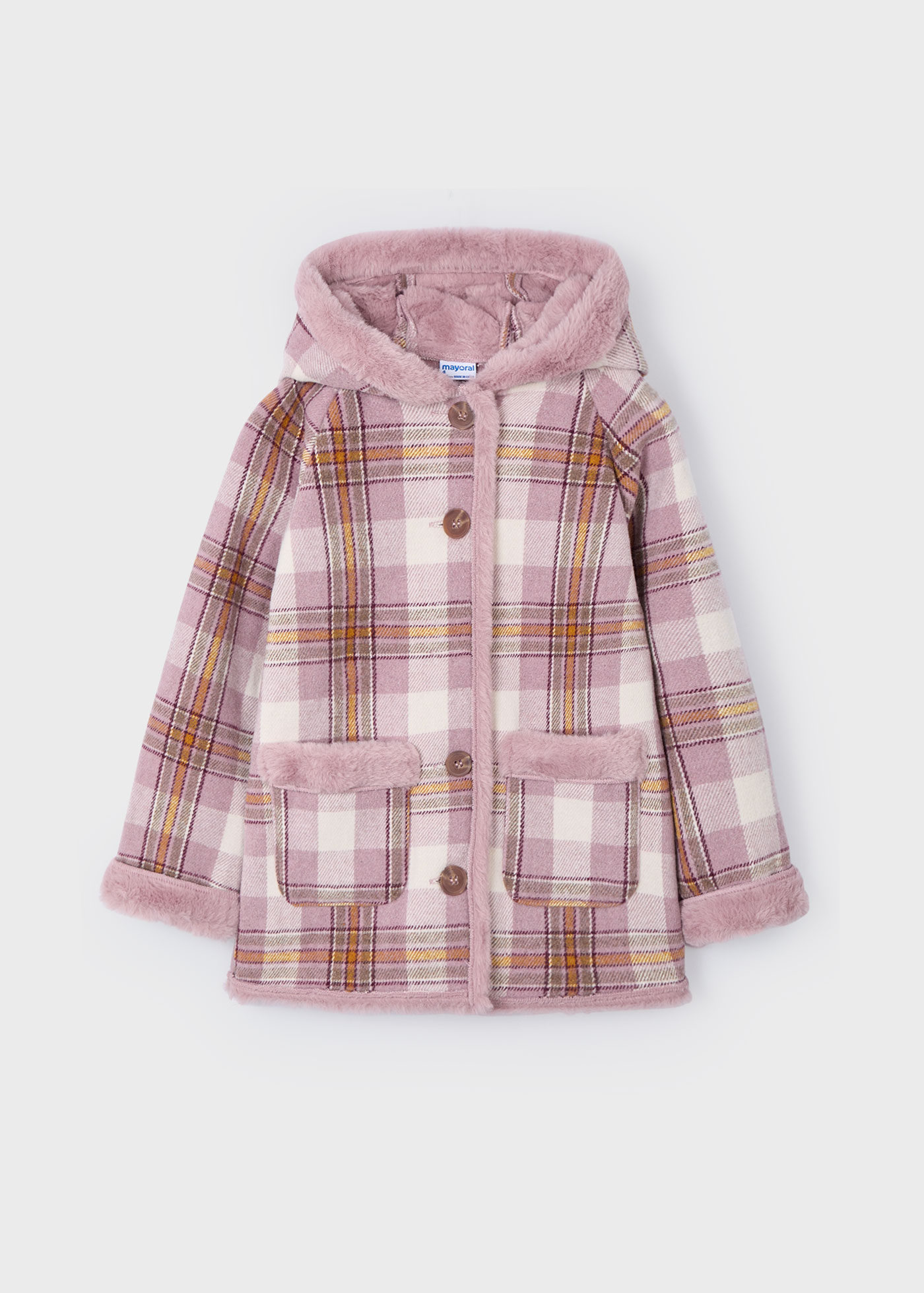 Girl Double-Face Checked Coat Rosy | Mayoral