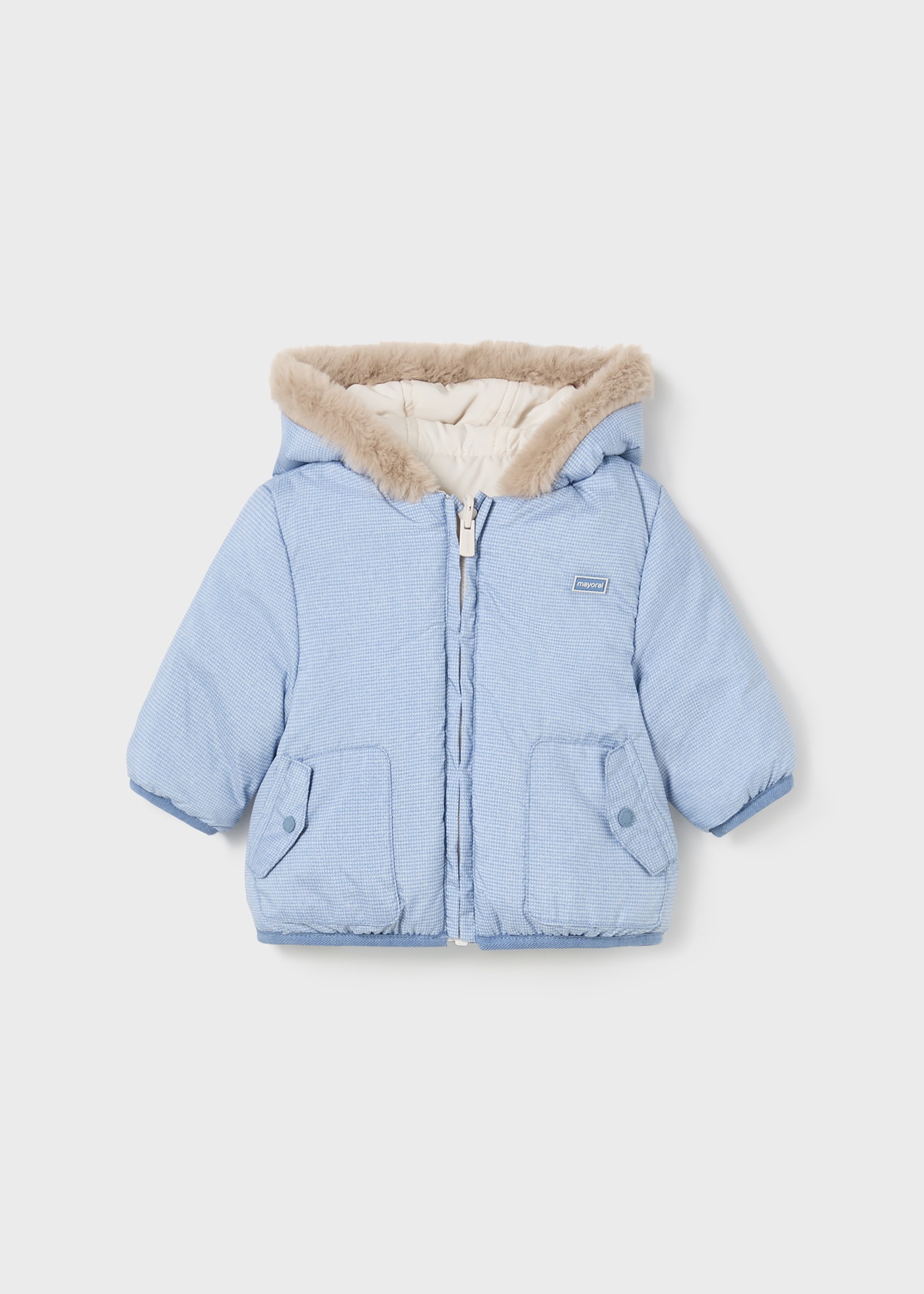 Newborn Boy Reversible Jacket Mid blue | Mayoral